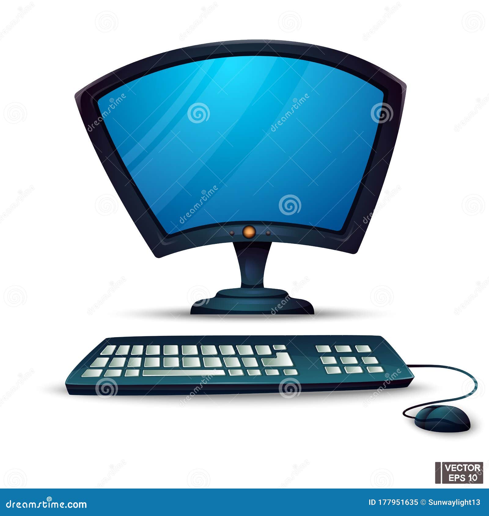 Cute Cartoon Monitor, Keyboard and Computer Mouse Stock Illustration ...