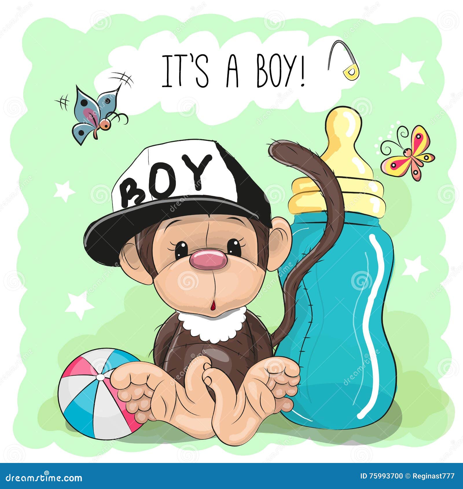 Cute Cartoon Monkey boy stock vector. Illustration of child - 75993700