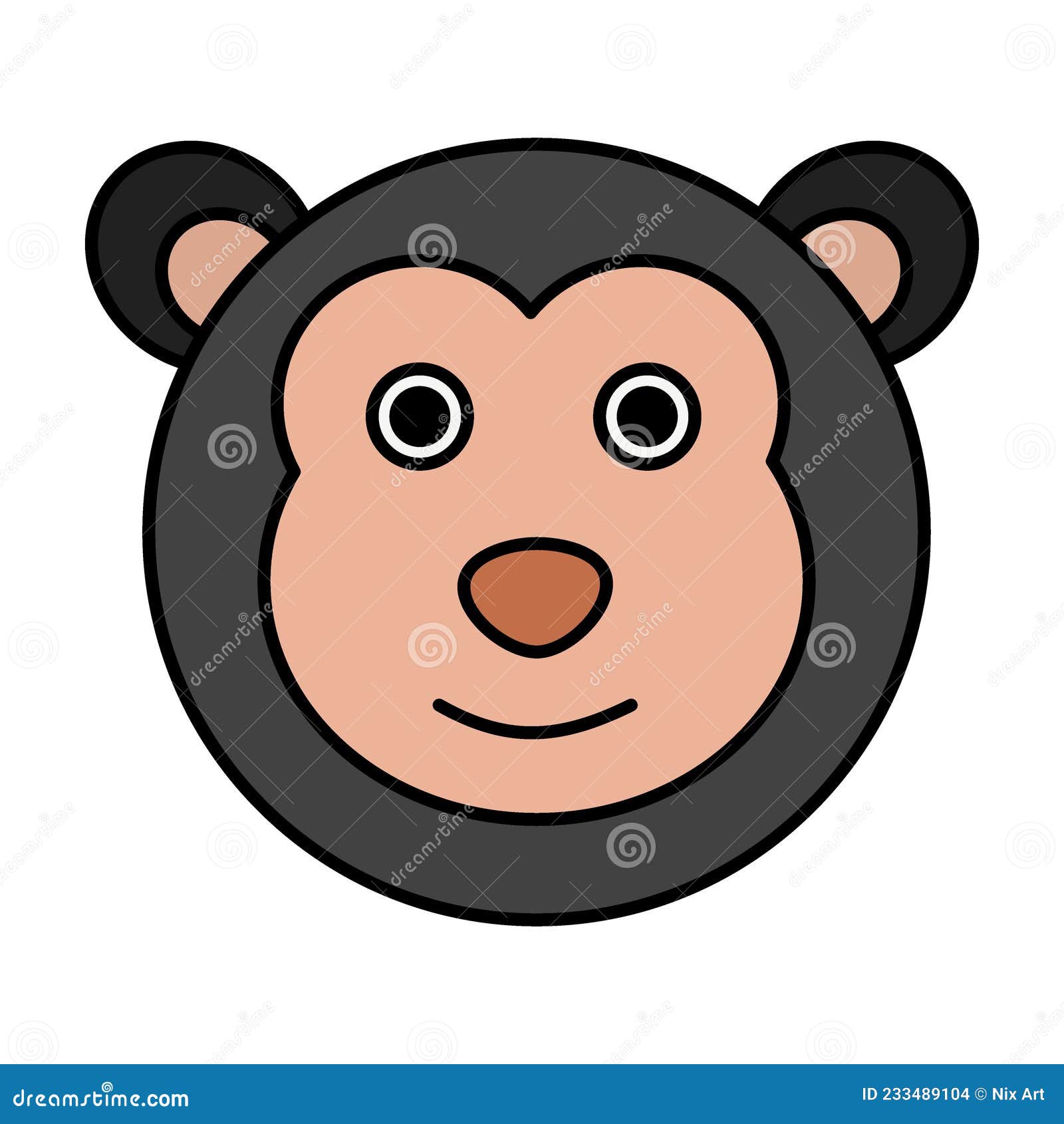 Cute Cartoon Monkey Face.vector Illustration.vector Stock Vector ...