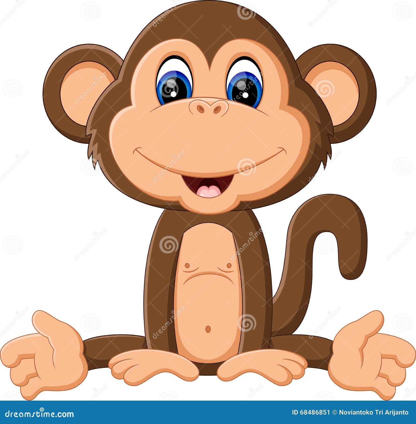 Cute Cartoon monkey stock vector. Illustration of posing - 68486851