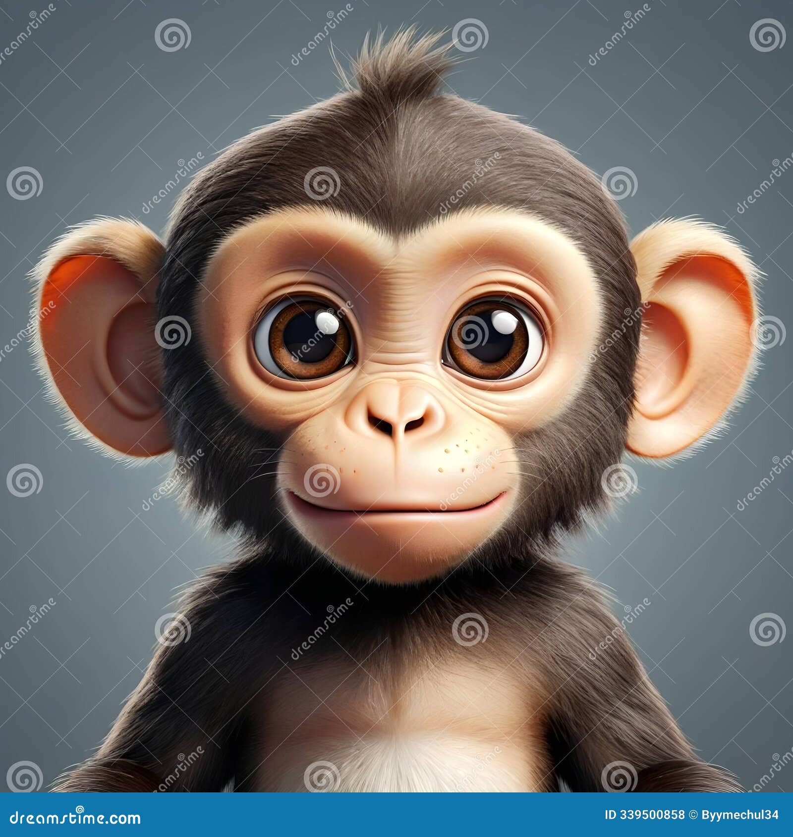 Cute Cartoon Monkey, Looking at the Camera Ai Stock Illustration ...