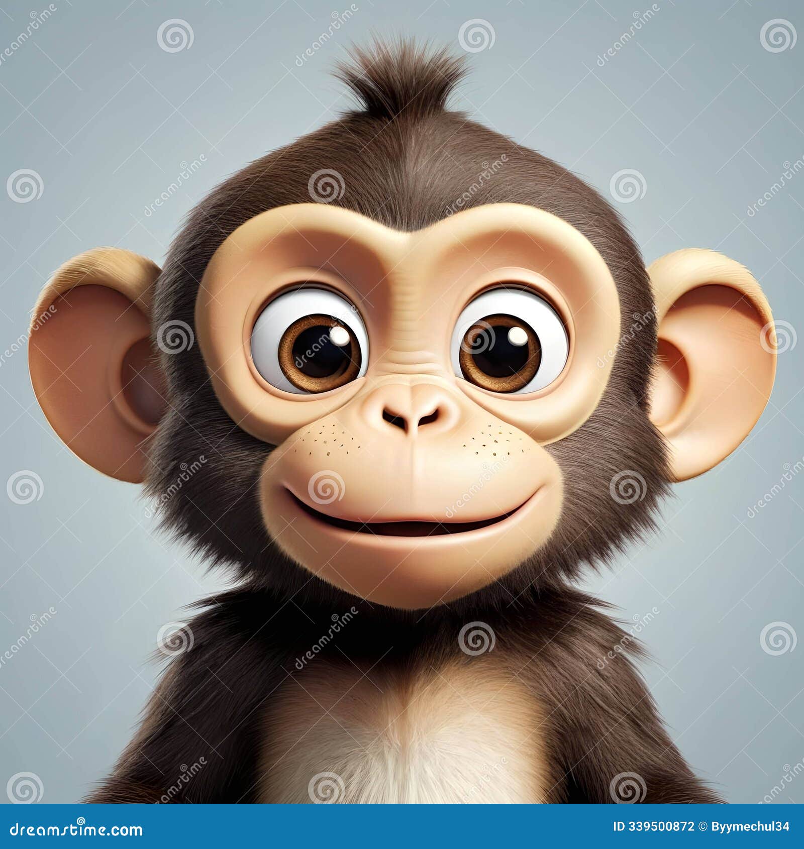 Cute Cartoon Monkey, Looking at the Camera Ai Stock Illustration ...