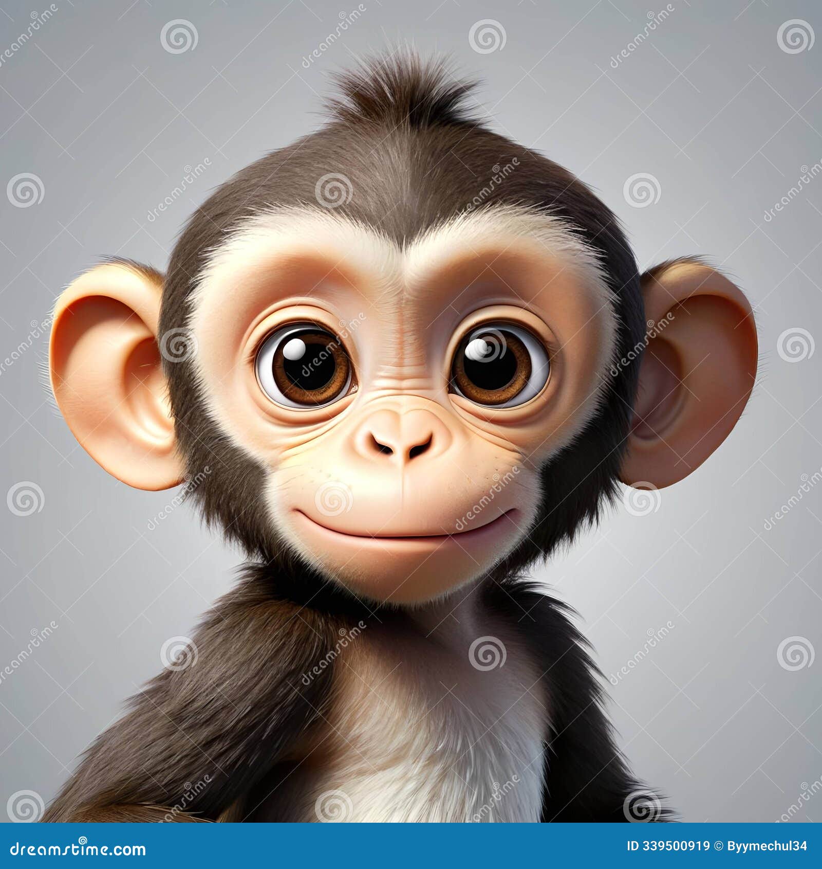 Cute Cartoon Monkey, Looking at the Camera Ai Stock Illustration ...