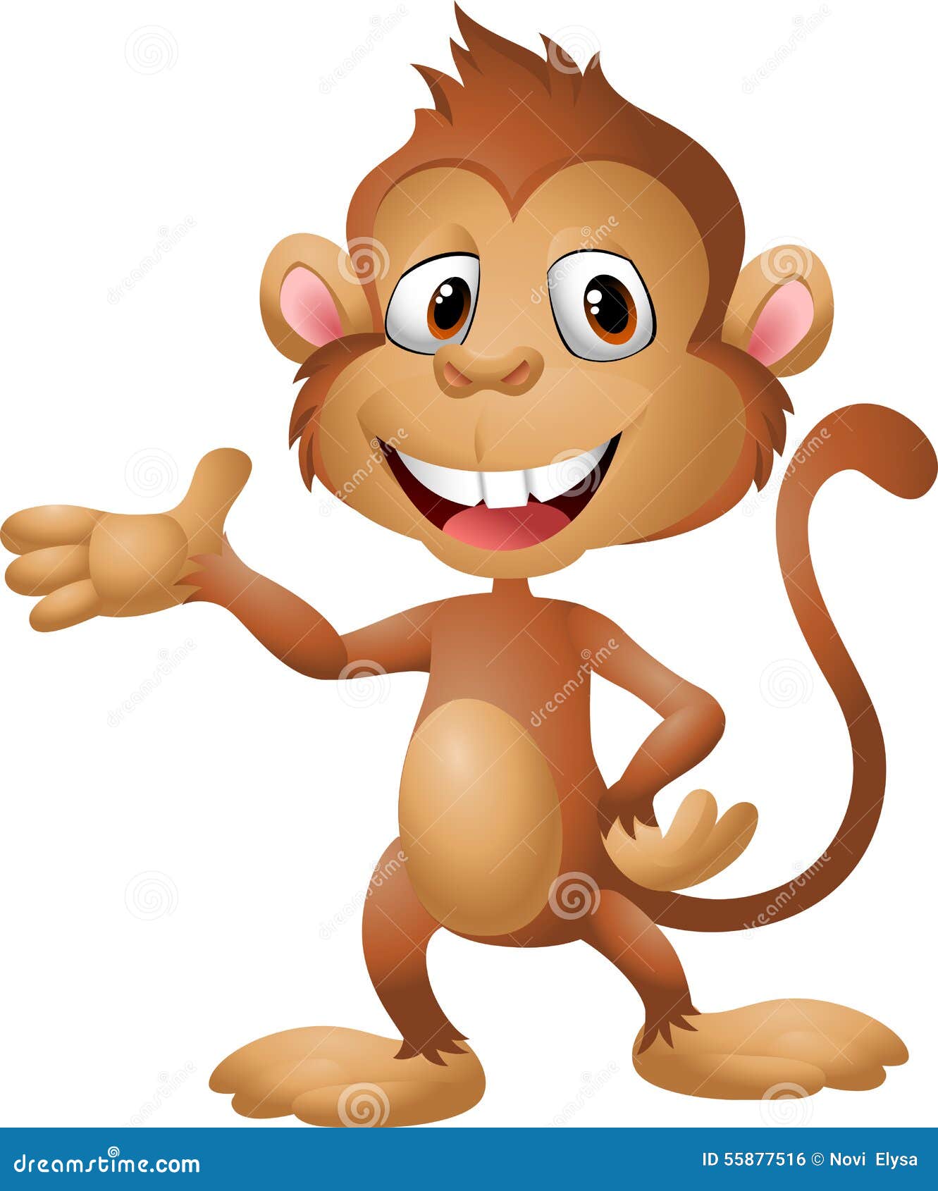 Cute Cartoon Monkey Waving Hand Stock Vector - Illustration of cute ...