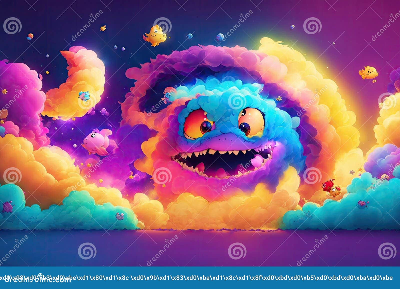 Cute Cartoon Monster Banner with Space. Ai Generative Stock ...