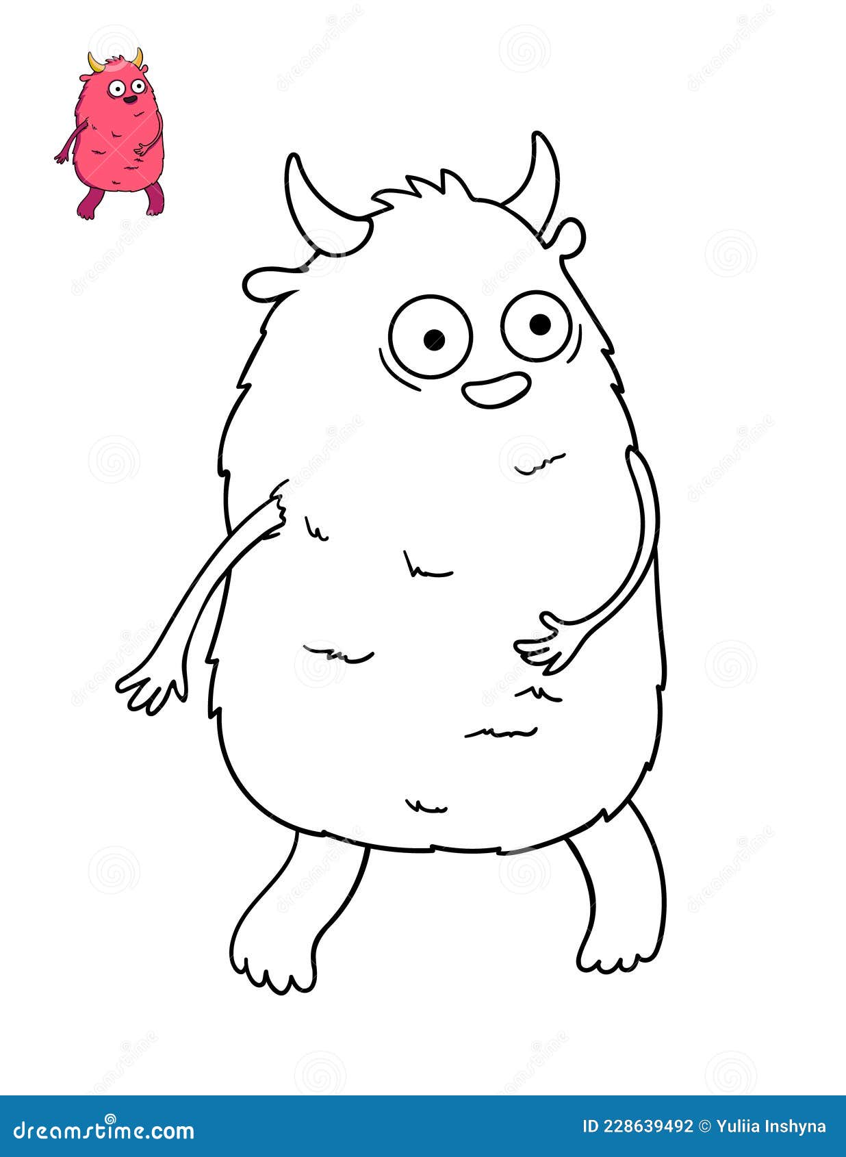 Cute Cartoon Monster Coloring Page Stock Vector - Illustration of ...