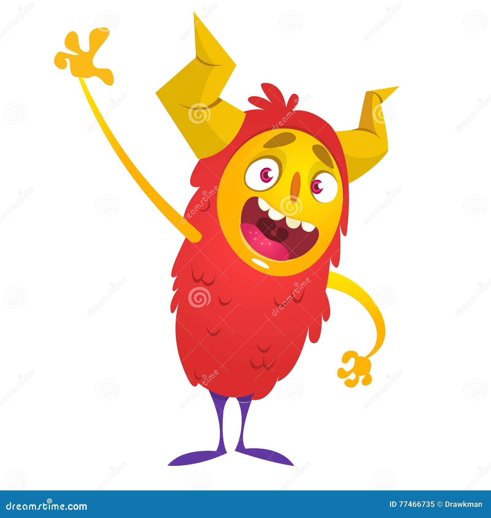 Cute Cartoon Monster. Halloween Vector Red Monster. Stock Illustration ...