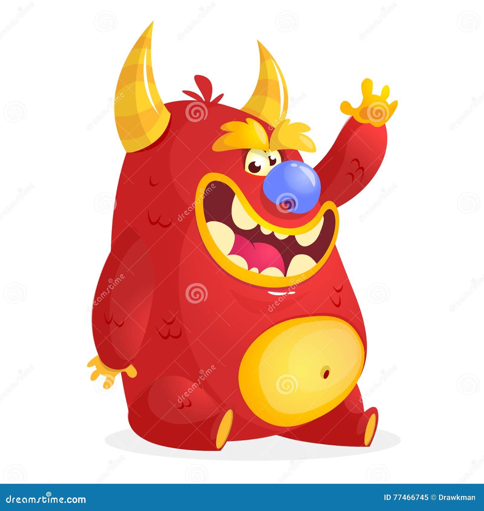 Cute Cartoon Monster. Halloween Vector Red Monster Stock Vector ...