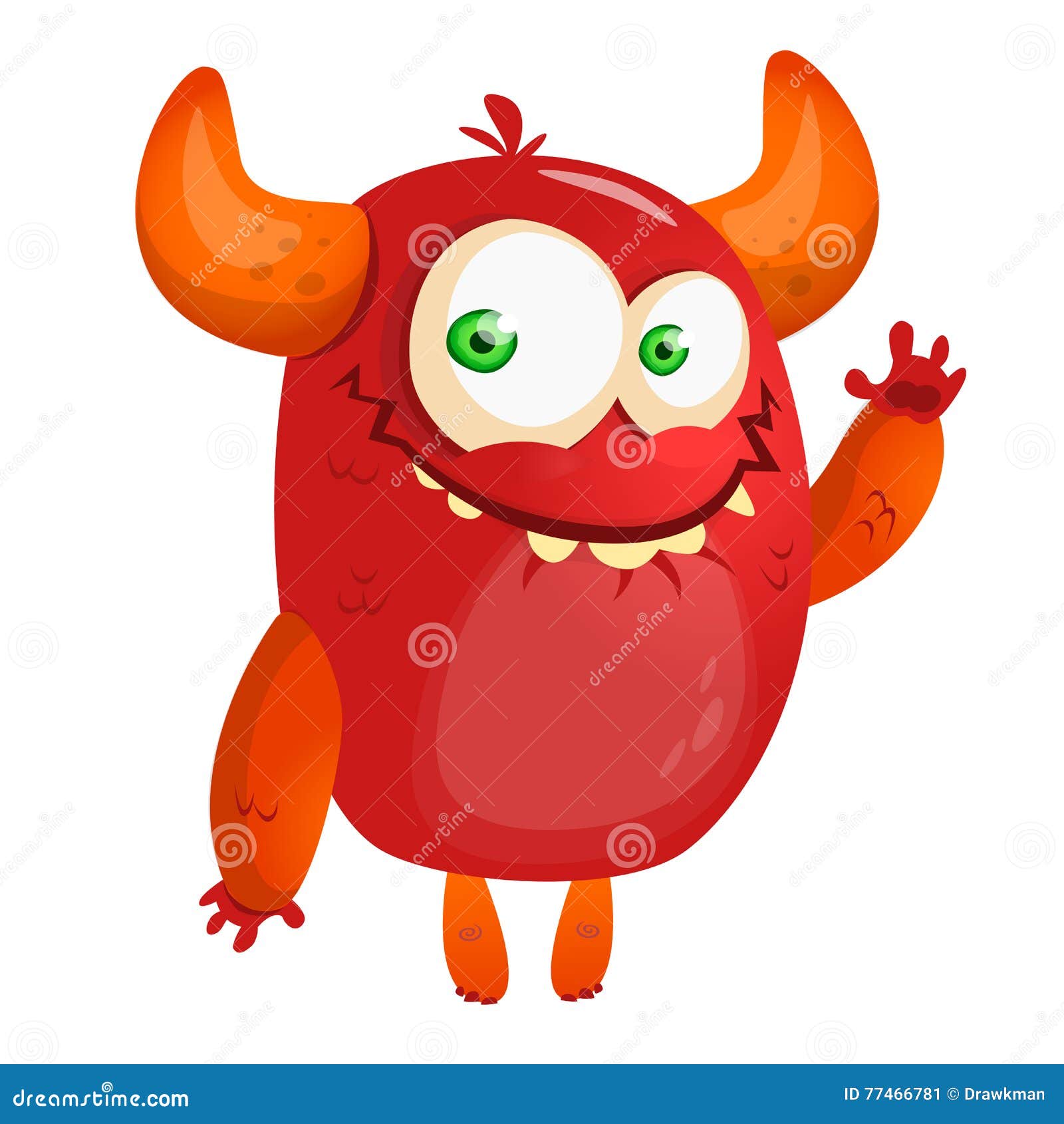 Cute Cartoon Monster. Halloween Vector Red Monster. Stock Vector ...