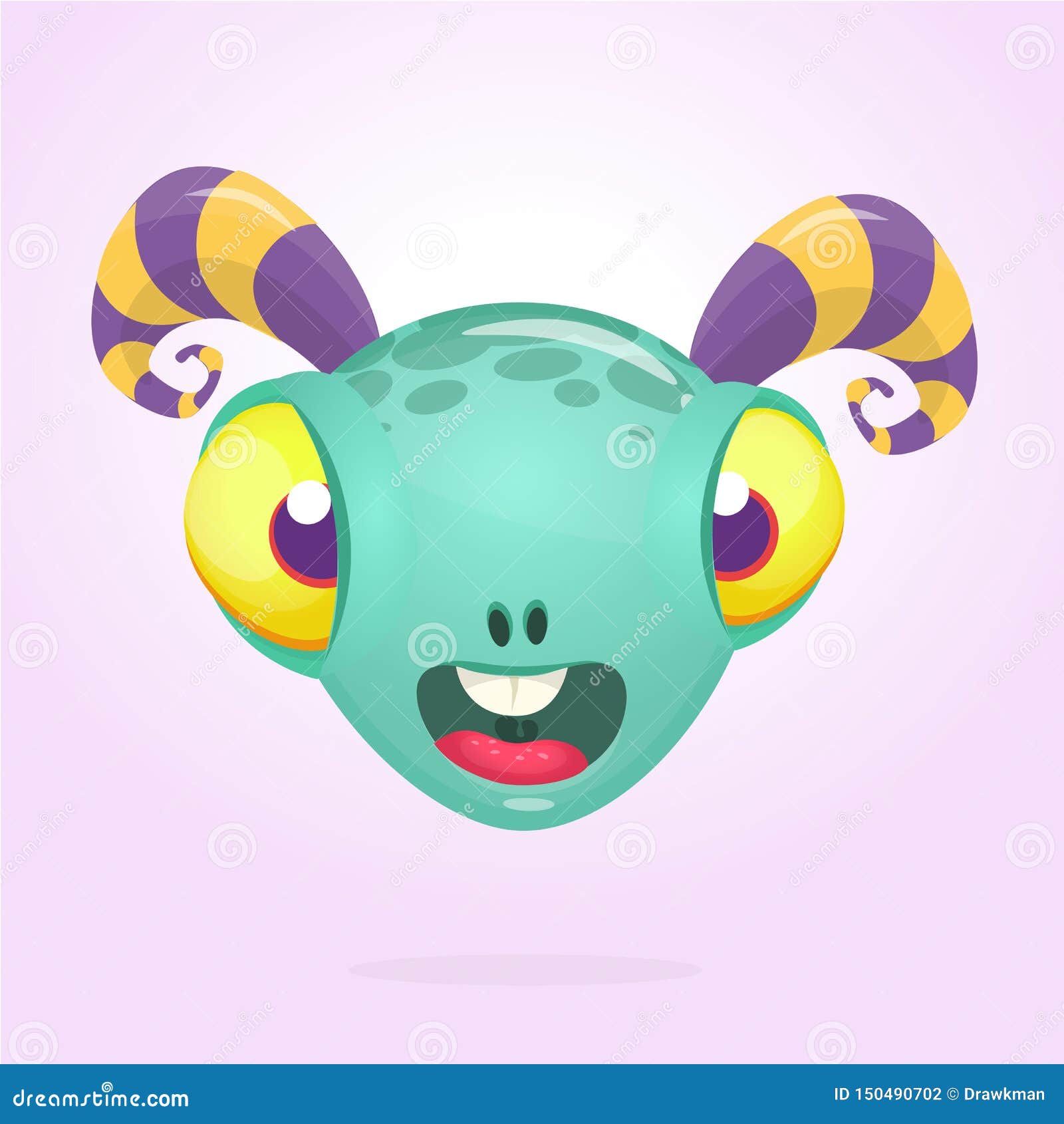 Cute Cartoon Monster Head Avatar Illustration. Stock Vector ...