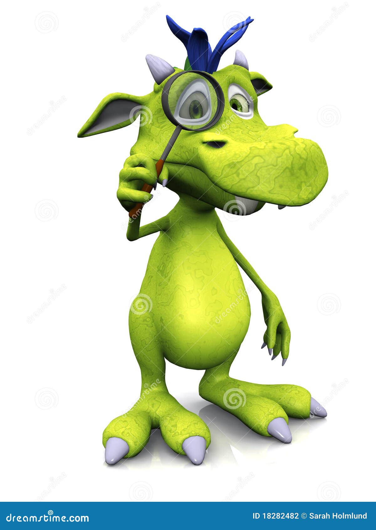Cute Cartoon Monster With Magnifying Glass. Stock Photography ...