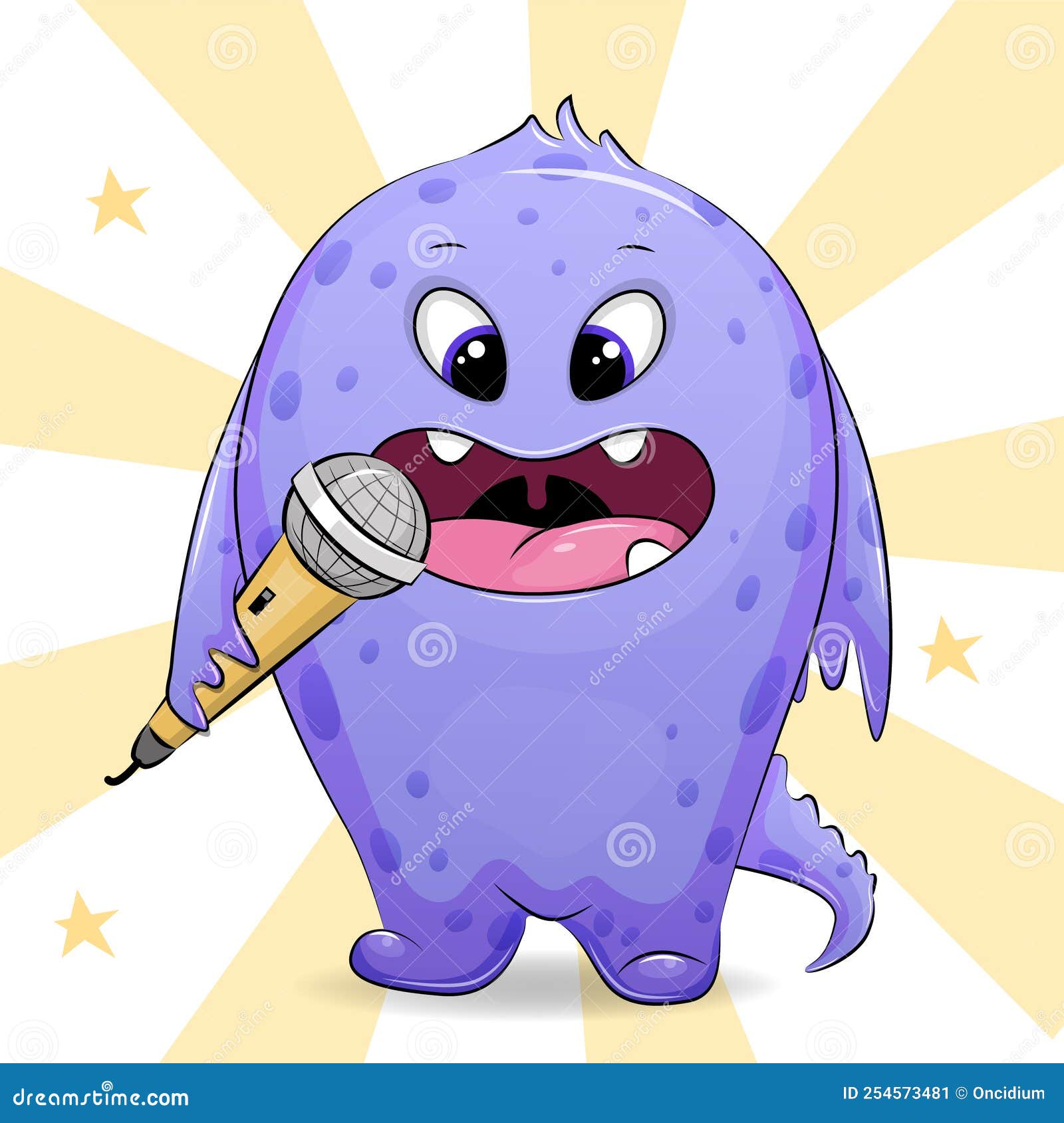 Cute Cartoon Monster with a Microphone. Stock Illustration ...