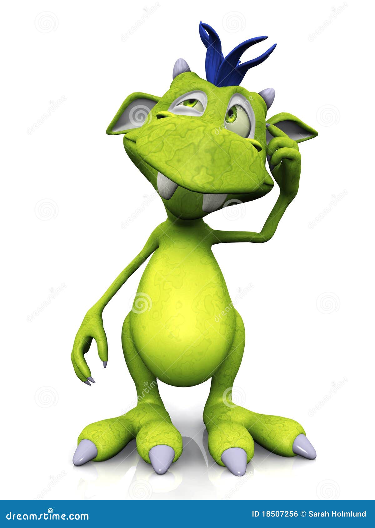 Cute Cartoon Monster Thinking about Something. Stock Illustration ...