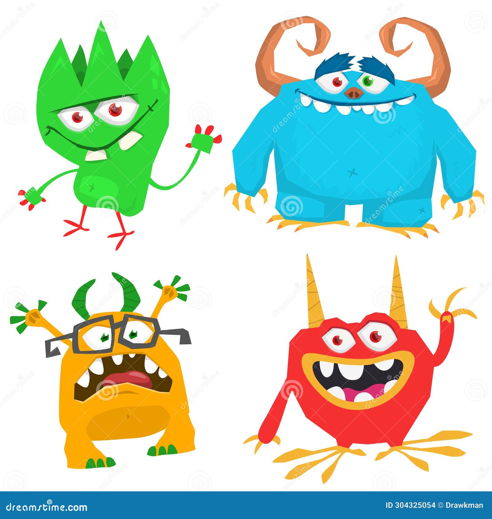 Cute Cartoon Monsters Set Of Cartoon Monsters Goblin Or Troll