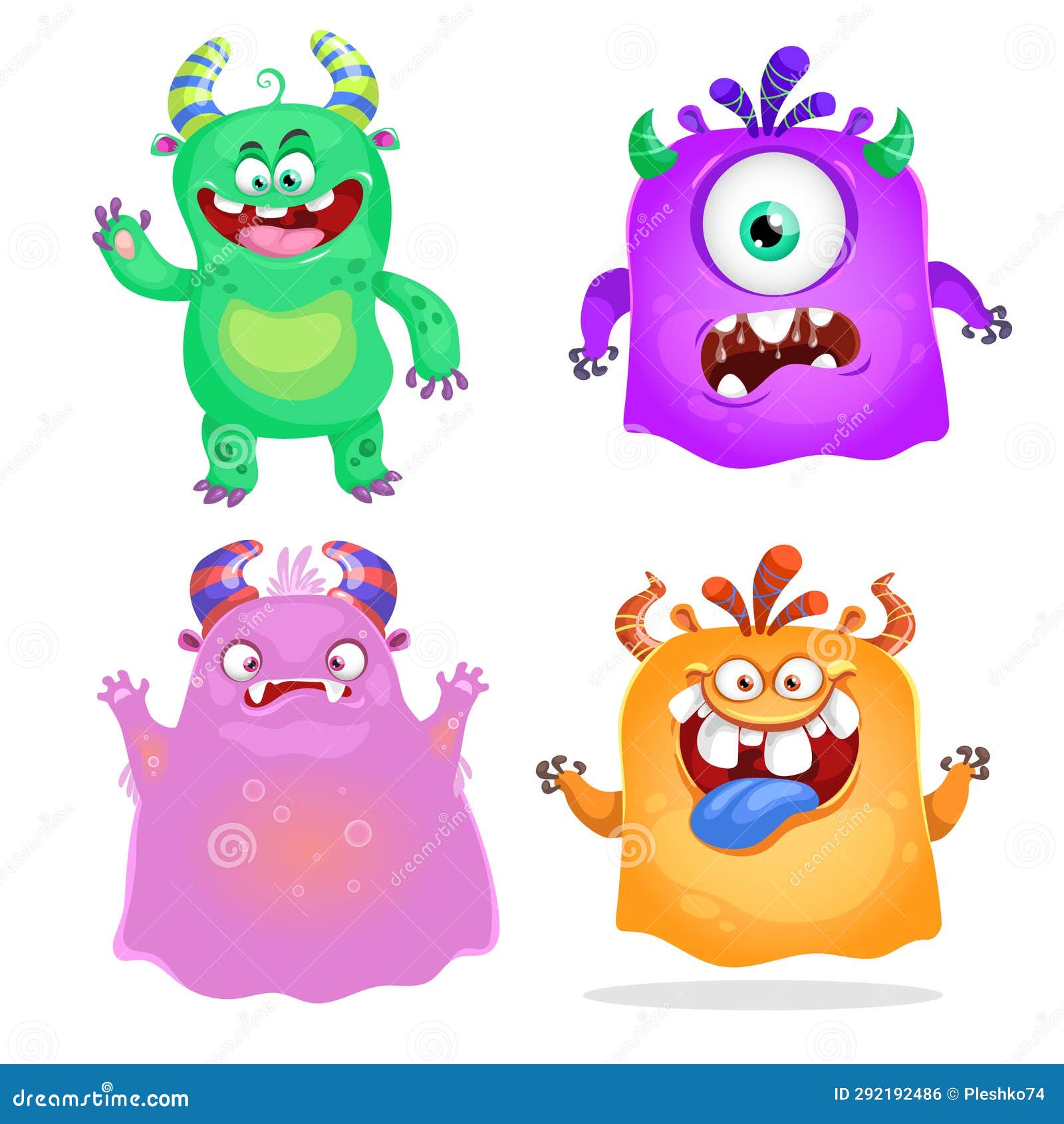 Cute Cartoon Monsters Set Goblins Trolls And Aliens Halloween And