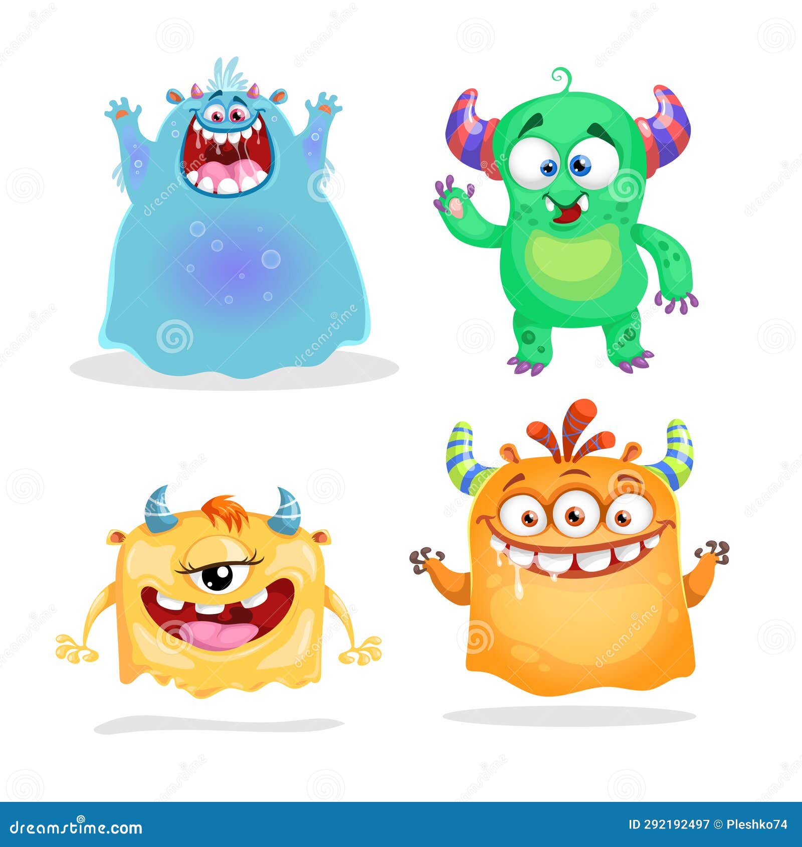 Cute Cartoon Monsters Set Goblins Trolls And Aliens Halloween And