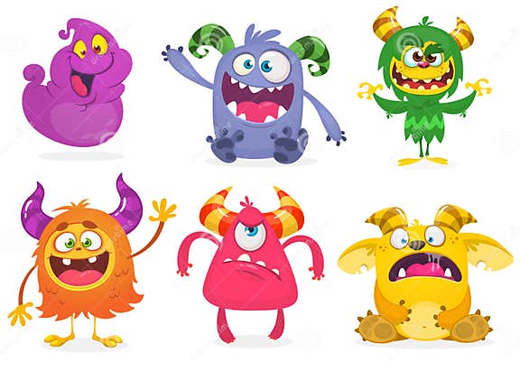 Cute Cartoon Monsters Vector Set Of Cartoon Monsters Ghost Goblin