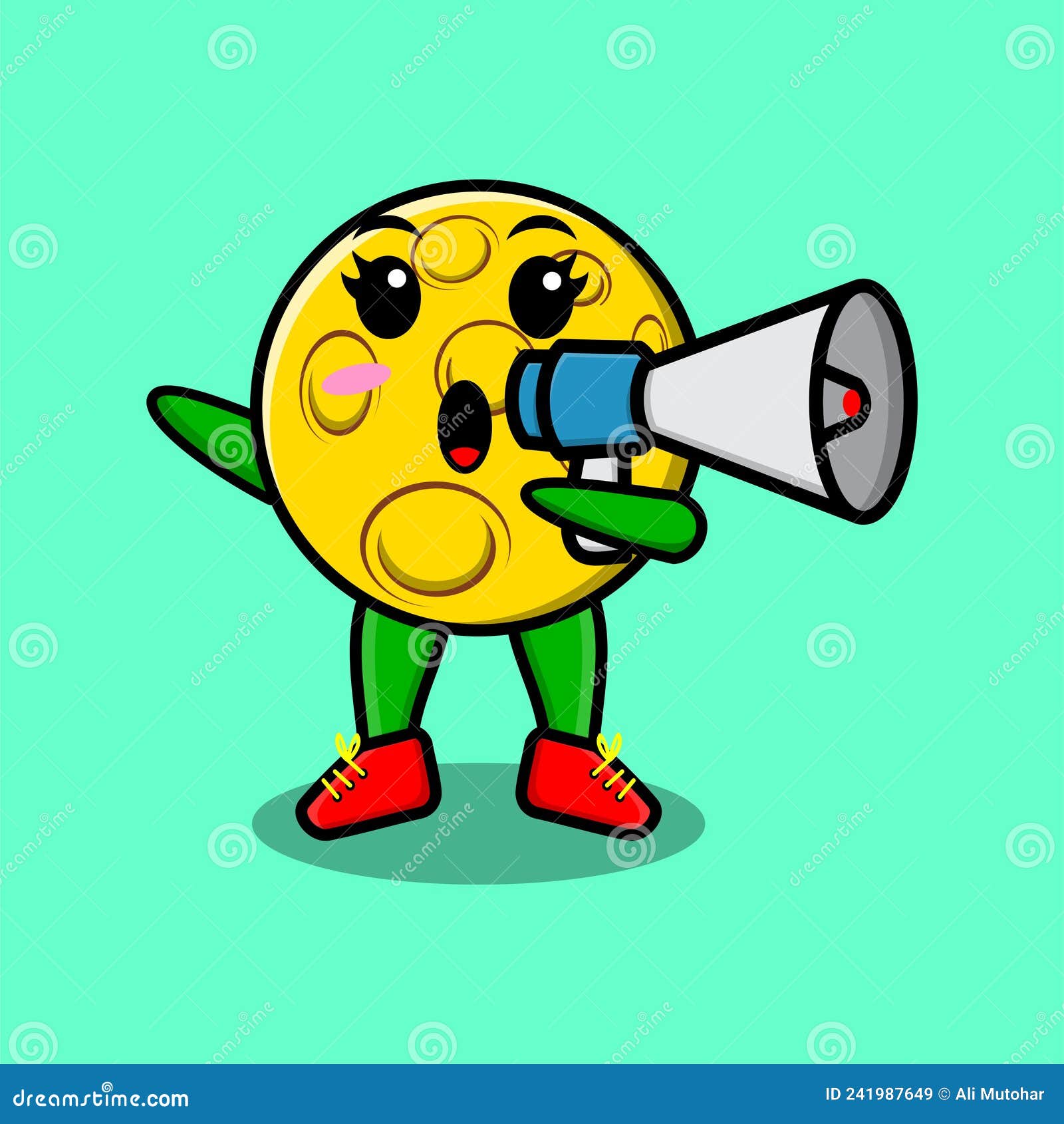 Cute Cartoon Moon Character Speak with Megaphone Stock Vector ...