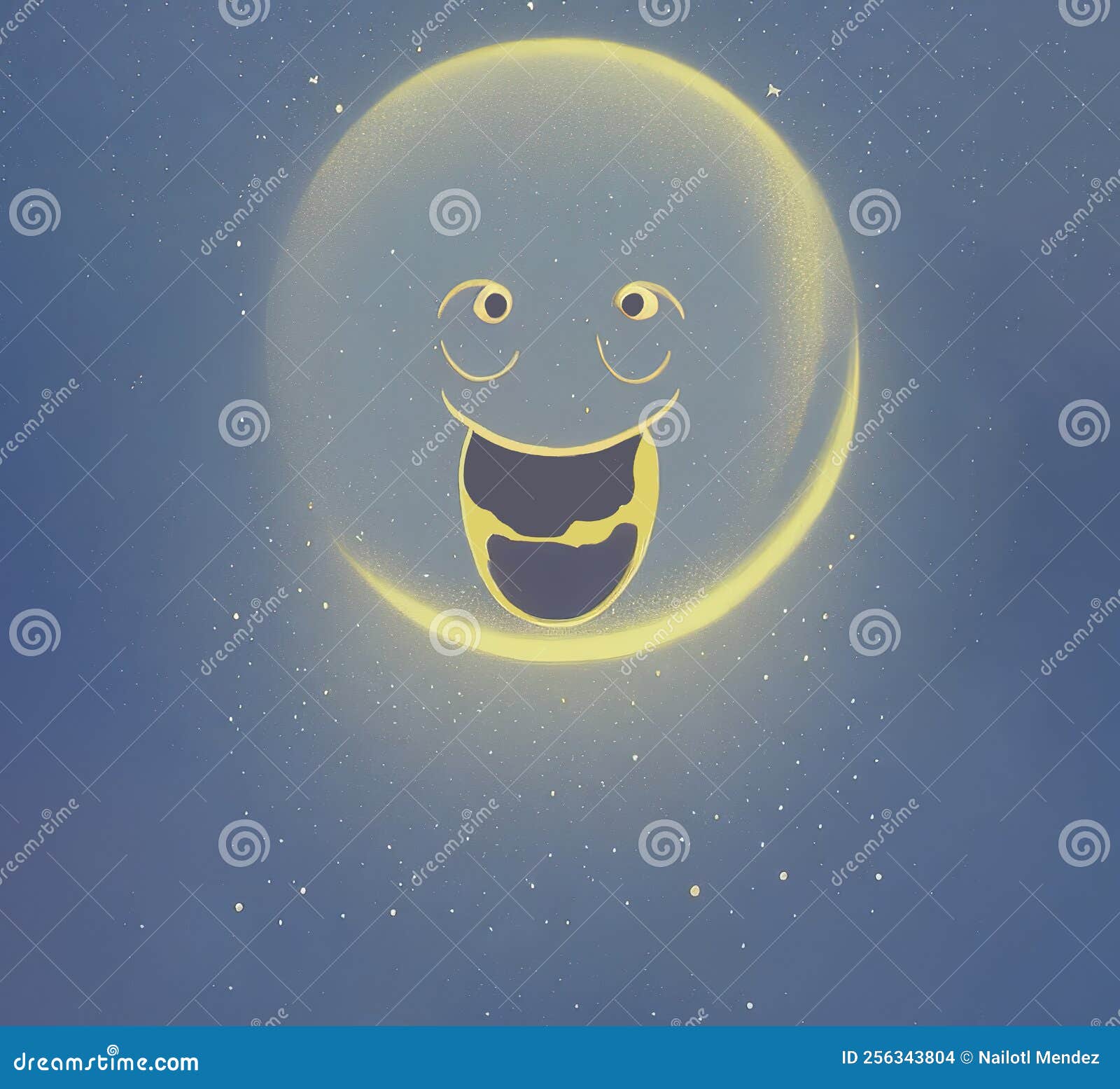 Cute Cartoon Moon in the Night Sky Stock Illustration - Illustration of ...