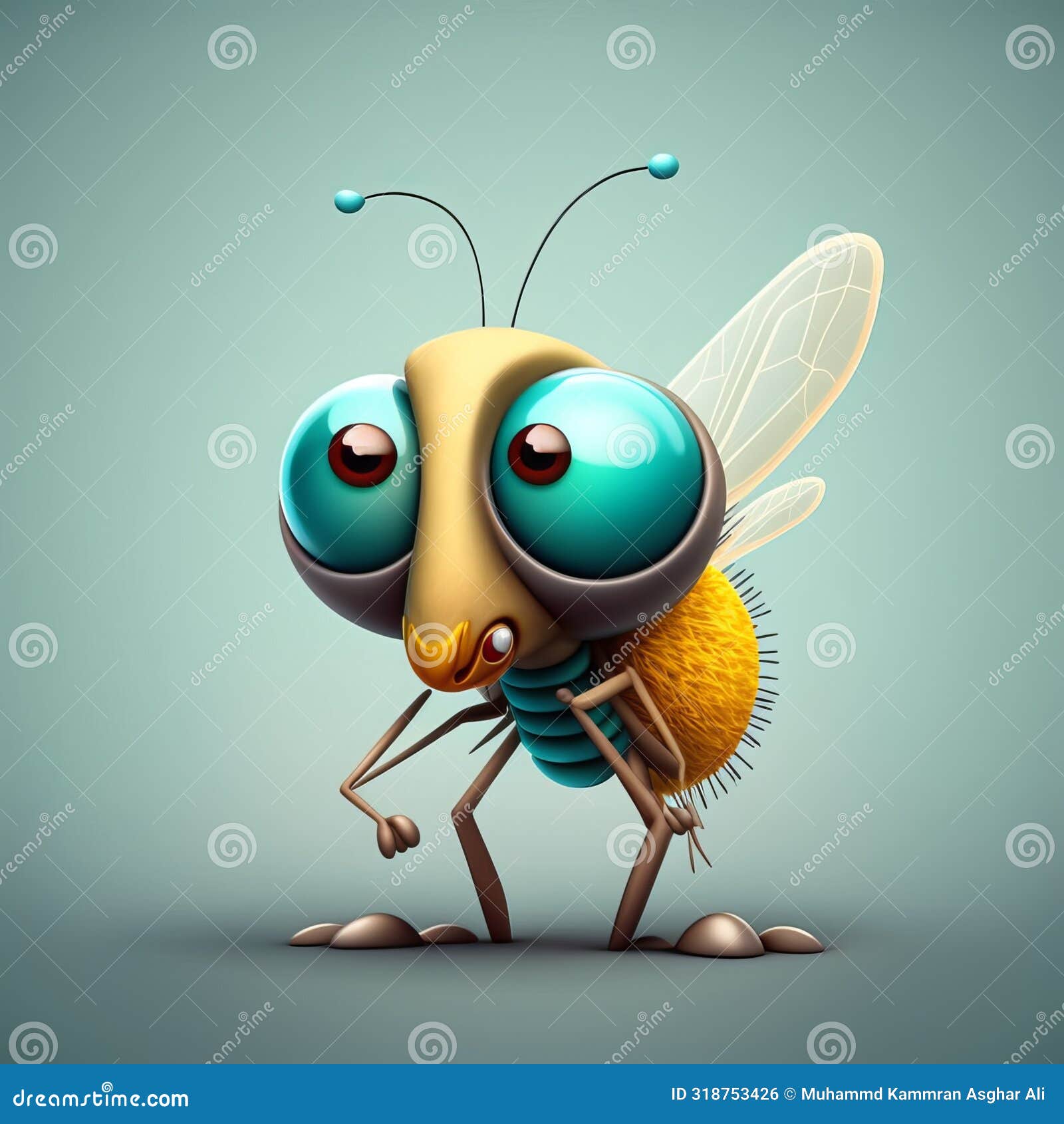 Cute Cartoon Mosquito Character , Generative AI Stock Illustration ...