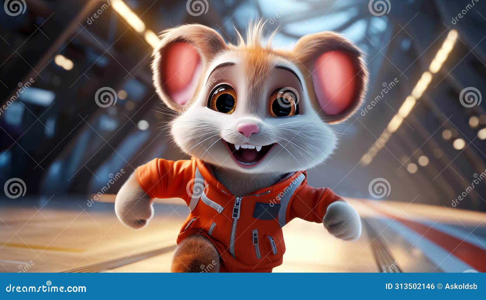 Cute Cartoon Mouse with Backpack on the Road Stock Illustration ...