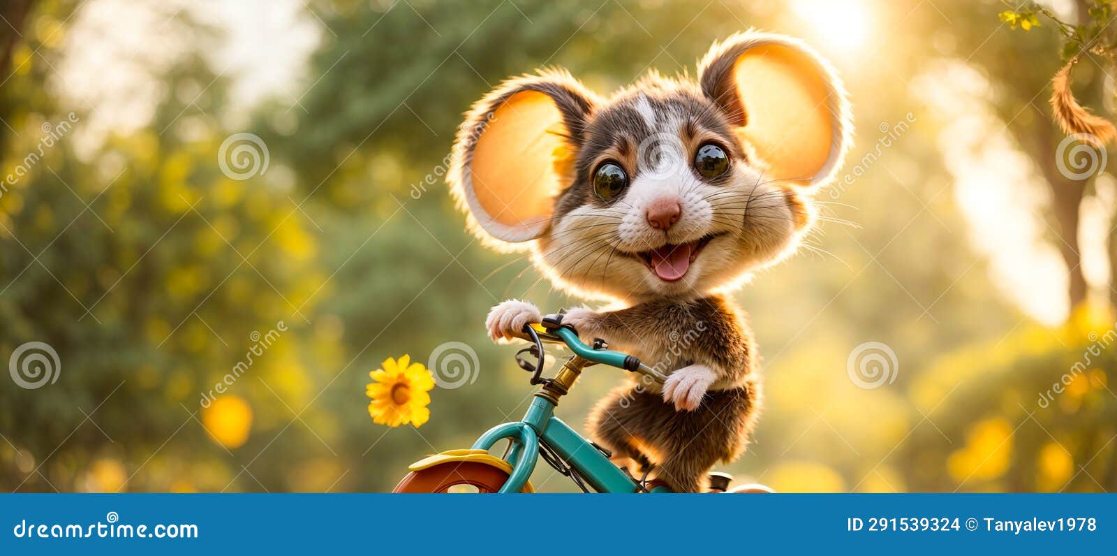 Cute Cartoon Mouse on a Bicycle Good Walk Stock Illustration ...