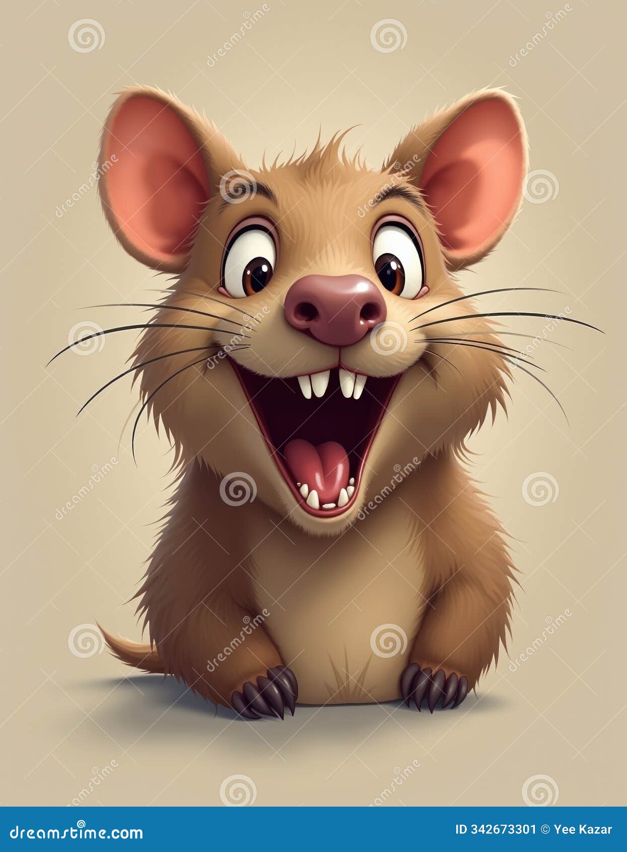 Cute Cartoon Mouse with Big Smile Stock Illustration - Illustration of ...
