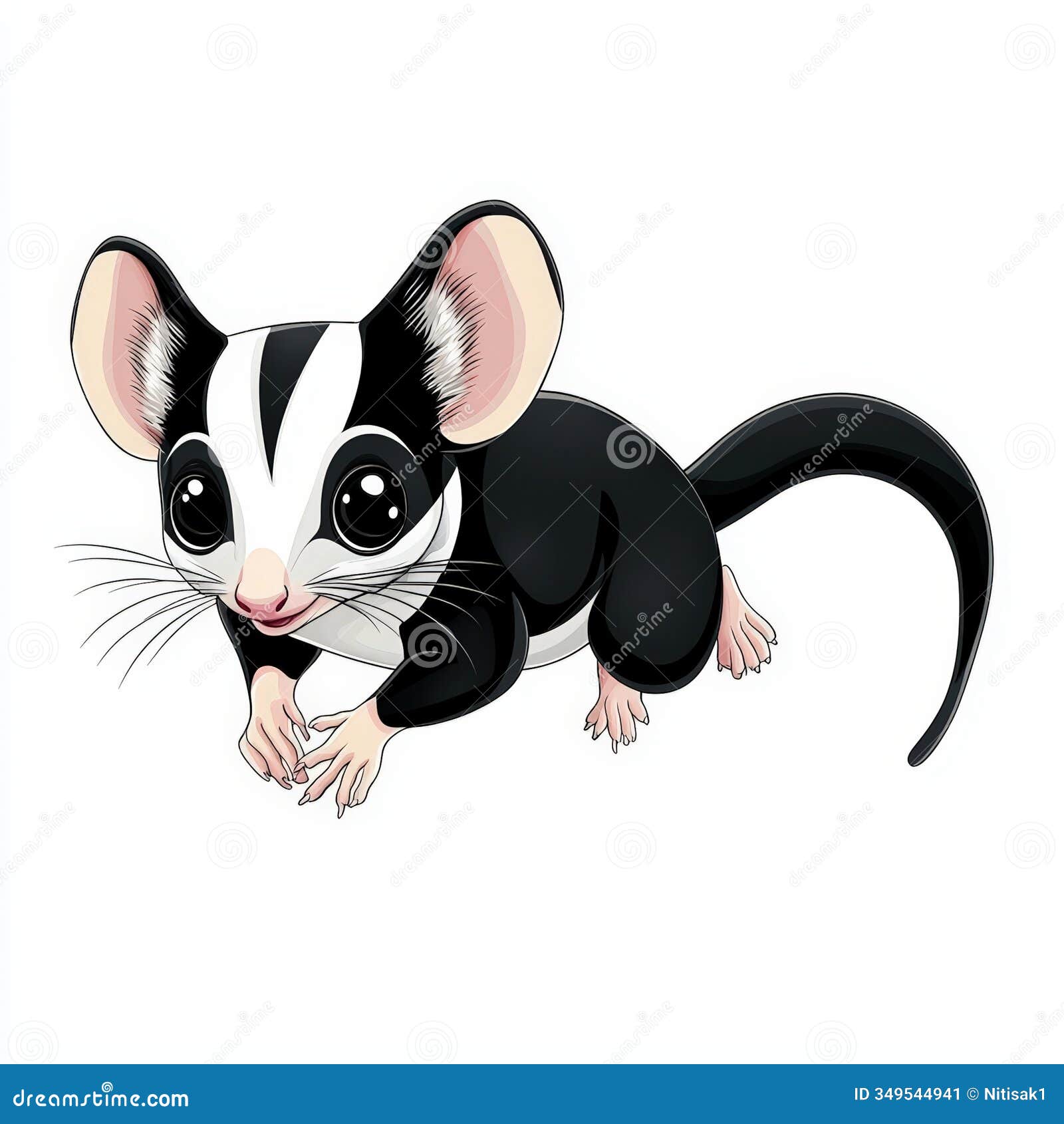 Cute Cartoon Mouse with Black and White Fur Stock Illustration ...