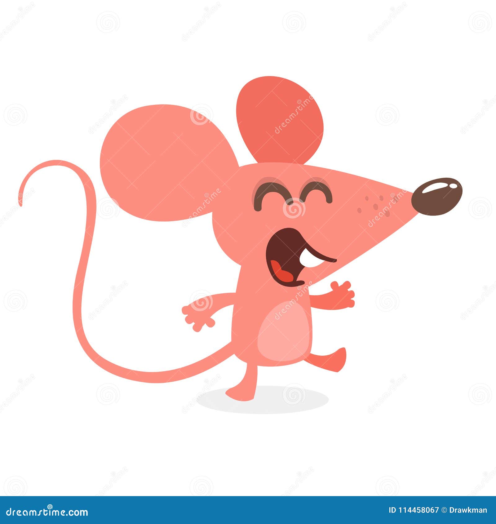 Cute Cartoon Mouse Dancing and Laughing. Vector Illustration Isolated ...