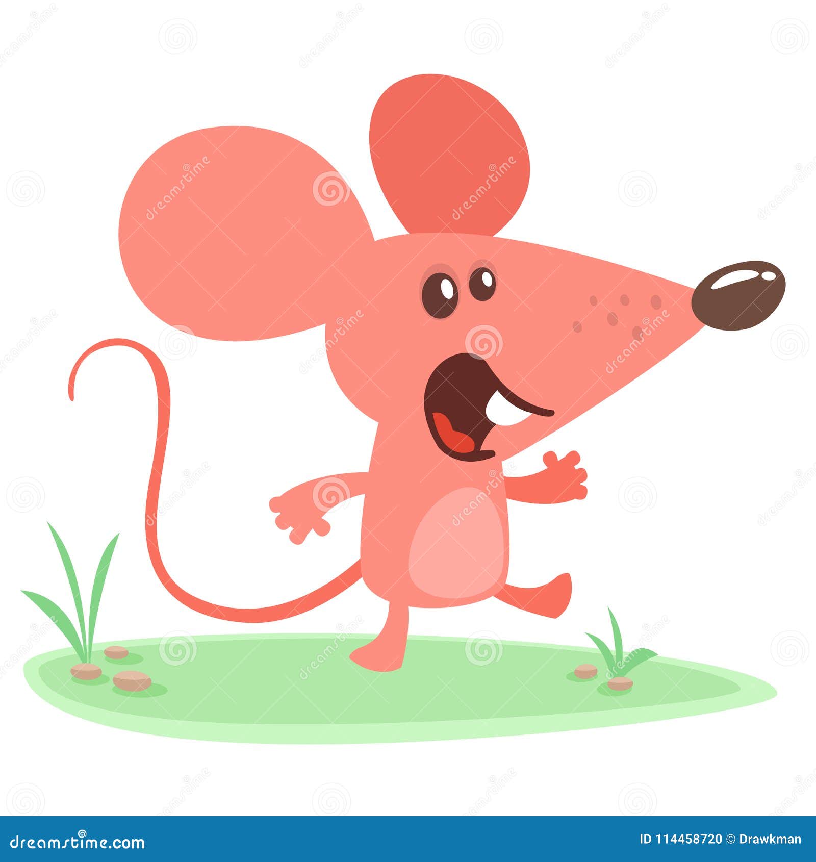 Cute Cartoon Mouse Dancing on the Meadow. Vector Illustration Isolated ...