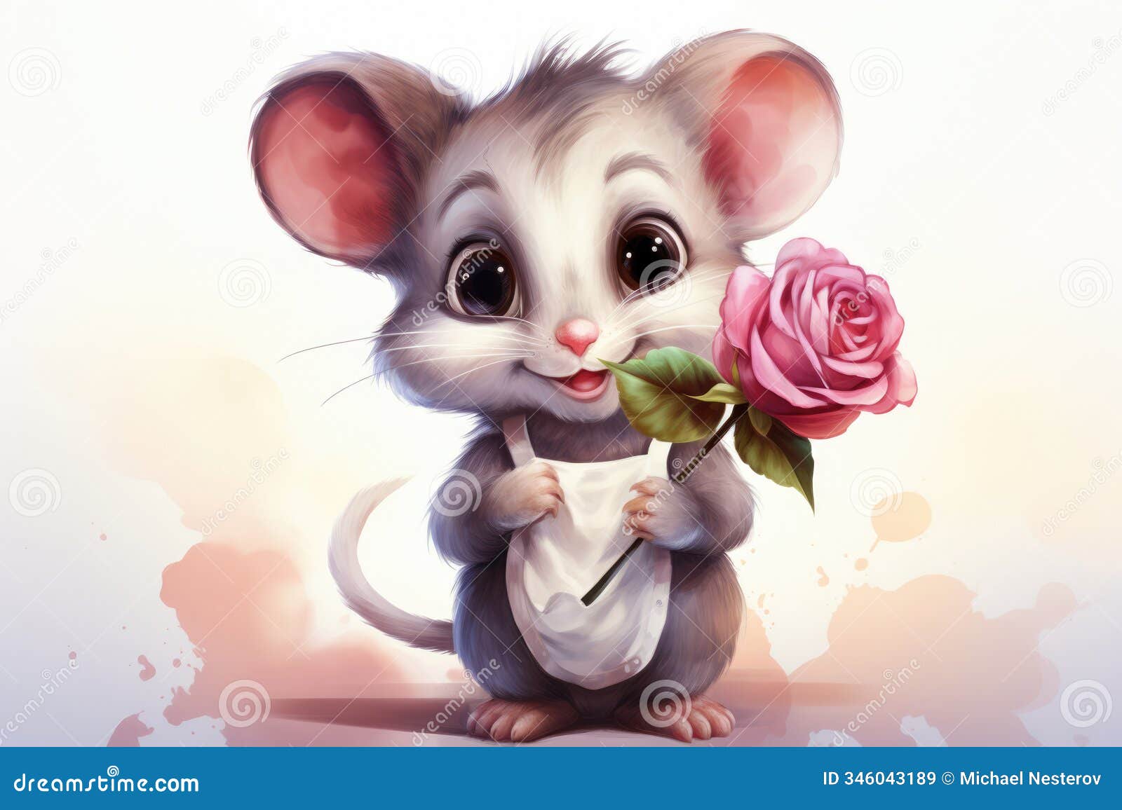 Cute Cartoon Mouse with Flower Stock Image - Image of cheyne, close ...