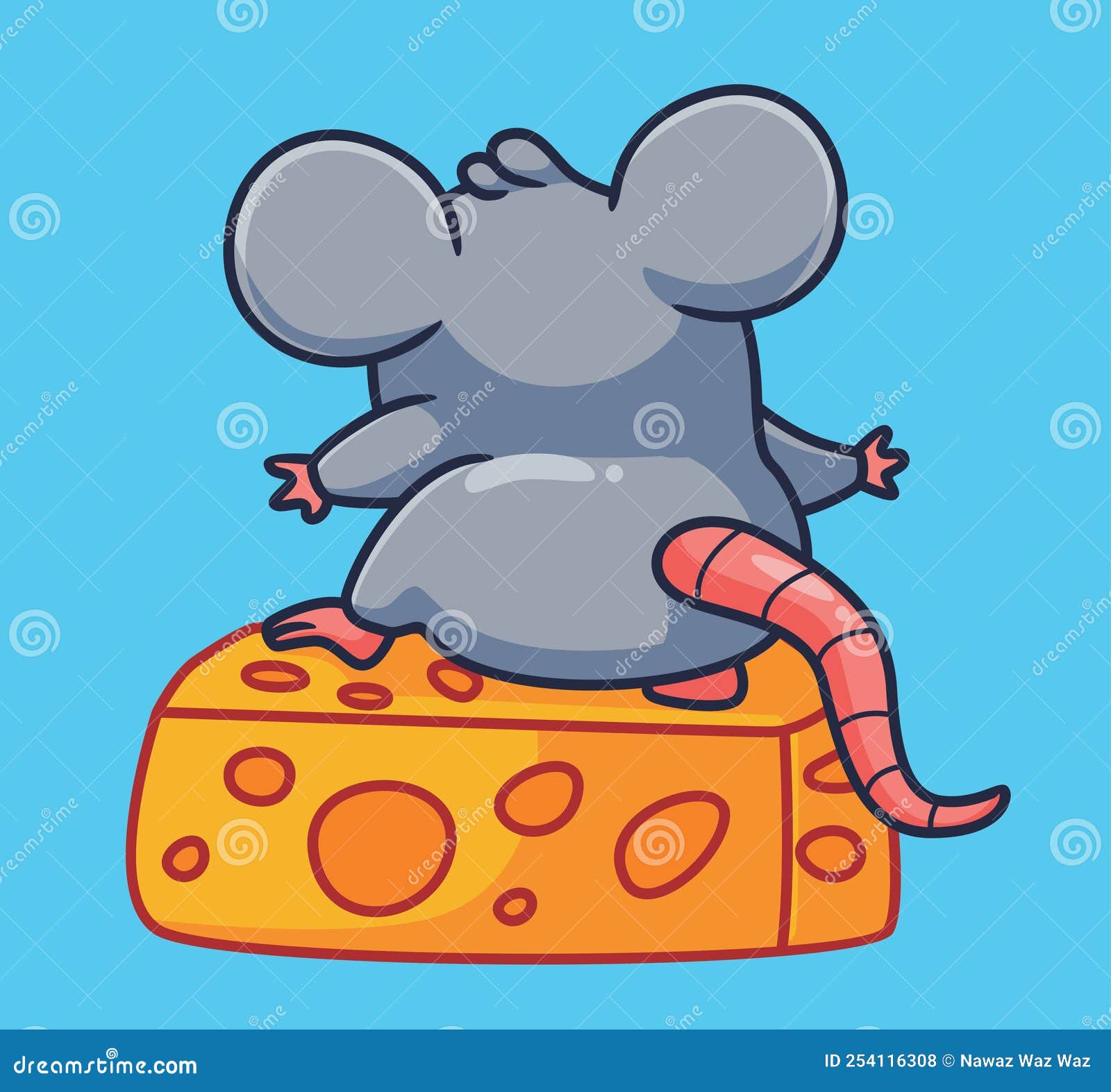 Cute Cartoon Mouse Get a Cheese. Isolated Cartoon Animal Illustration ...