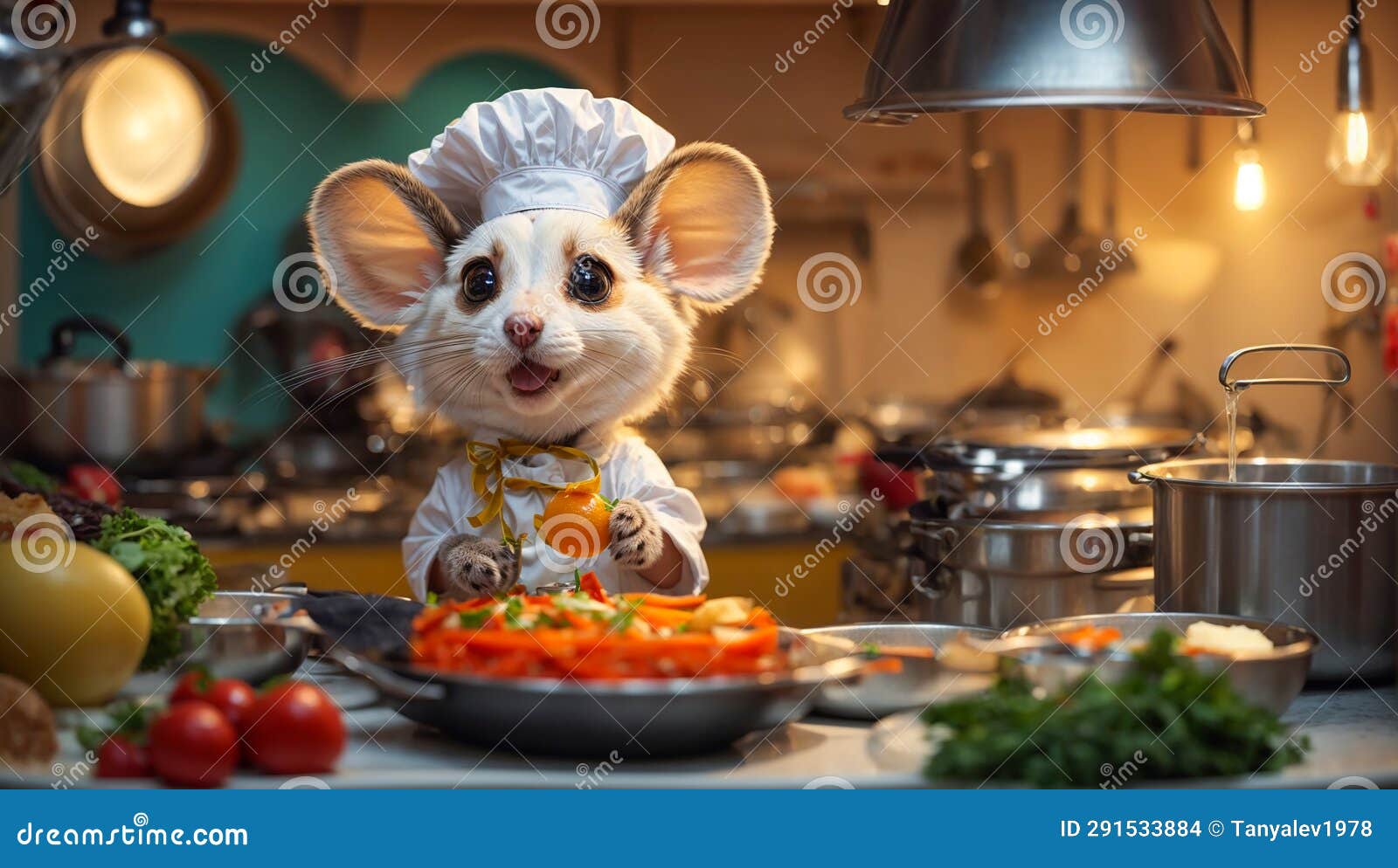 Cute Cartoon Mouse the Kitchen Cook Stock Illustration - Illustration ...