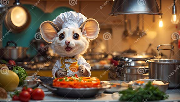 Cute Cartoon Mouse the Kitchen Cook Stock Illustration - Illustration ...