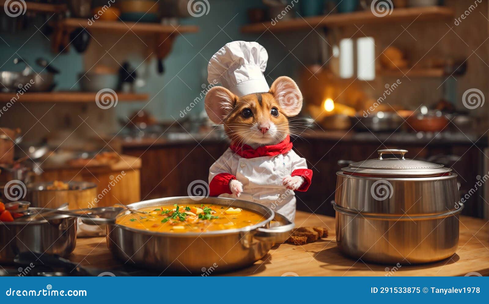 Cute Cartoon Mouse the Kitchen Cook Food Stock Illustration ...