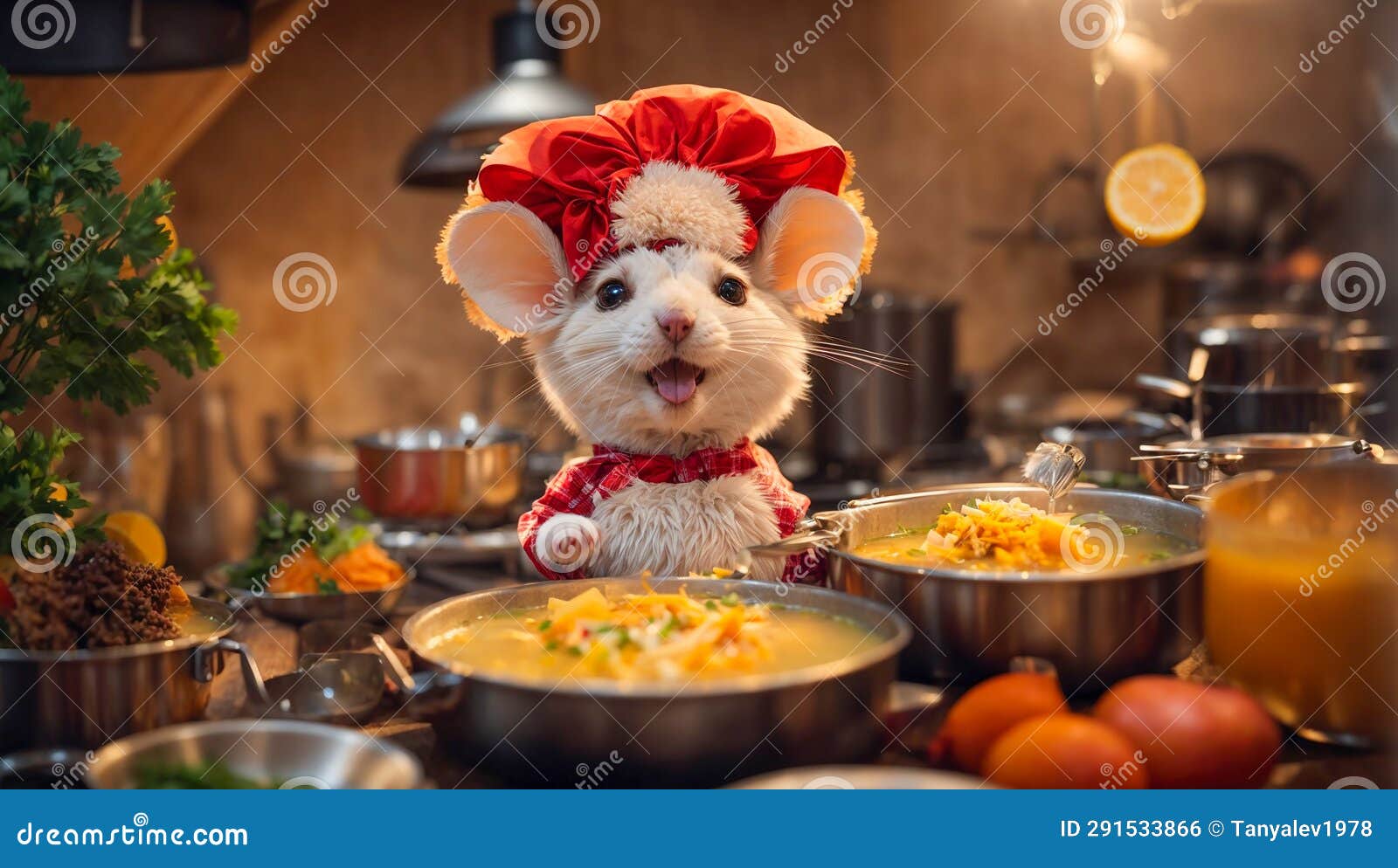 Cute Cartoon Mouse the Kitchen Cook Food Chef Stock Illustration ...
