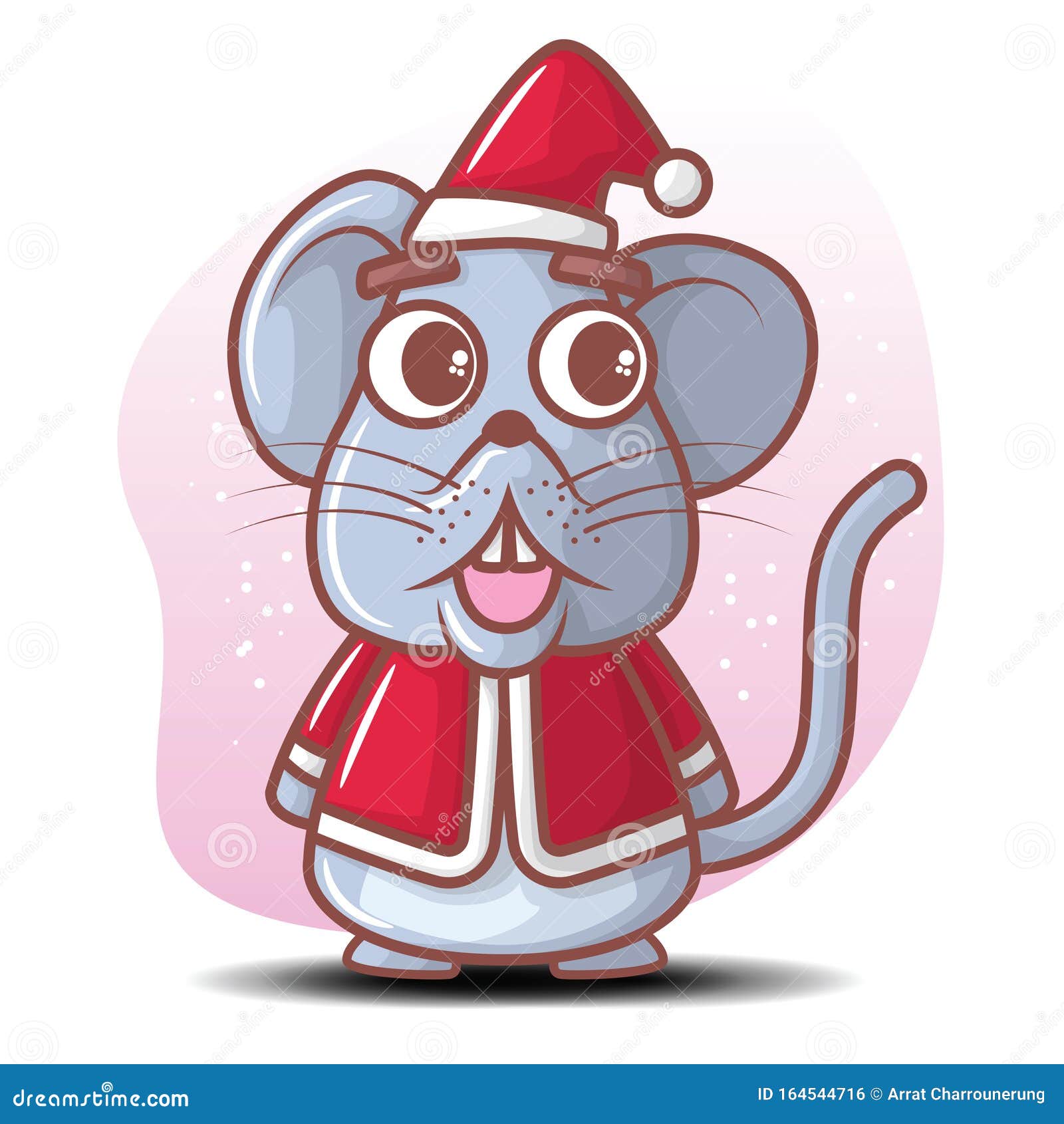 Cute Cartoon Mouse in Santa Hat Stock Illustration - Illustration of ...