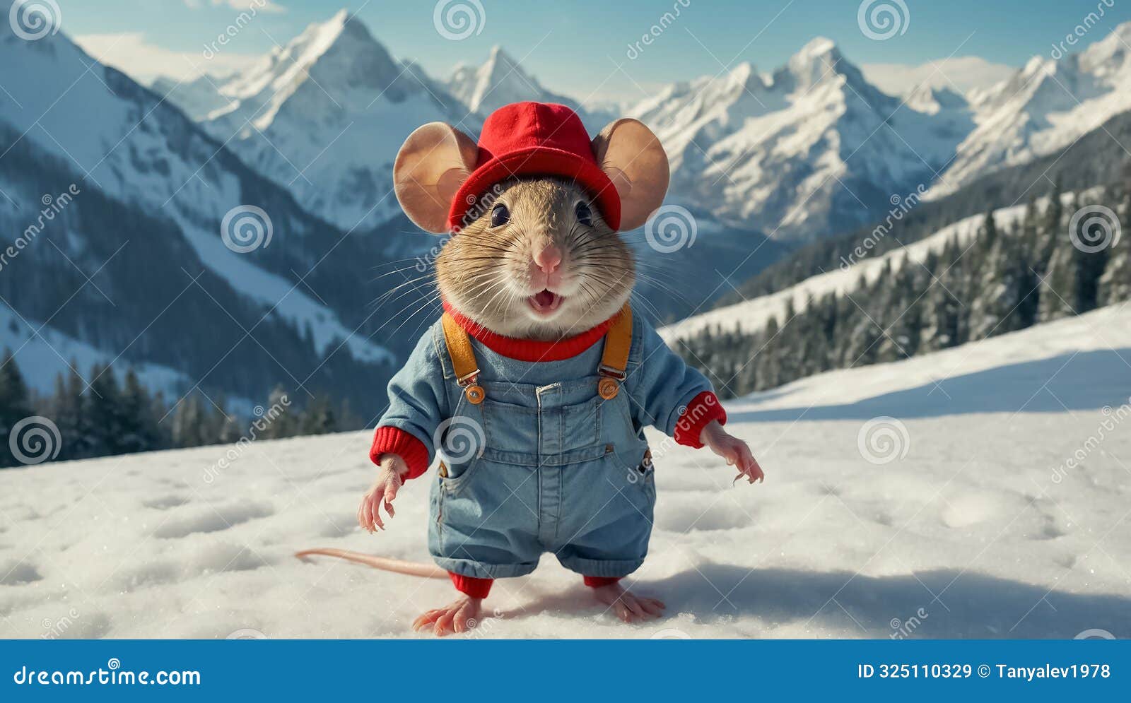 Cute Cartoon Mouse in Winter Stock Illustration - Illustration of ...