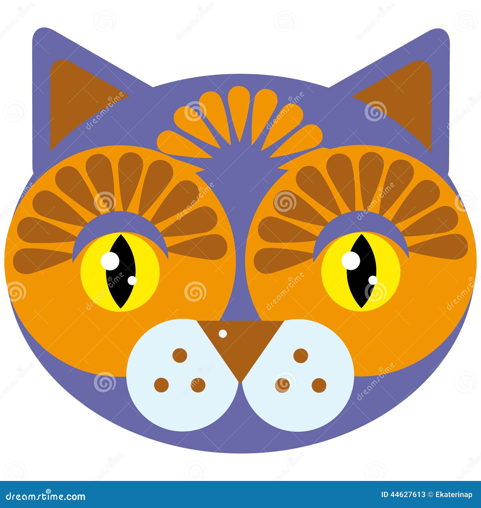 Cute Cartoon Muzzle Cat on a White Background. Vector Stock Vector ...
