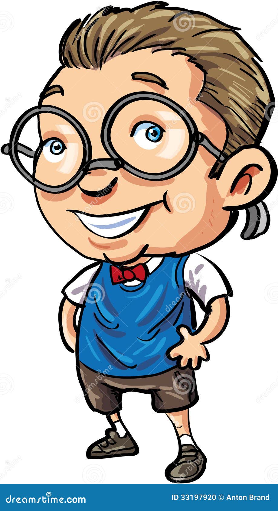 Cute Cartoon Nerd with a Bow Tie Stock Vector - Illustration of geek ...