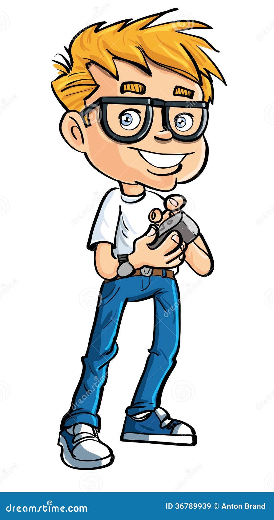 Cartoon Nerd With Two Girls In Bikinis Stock Image | CartoonDealer.com ...