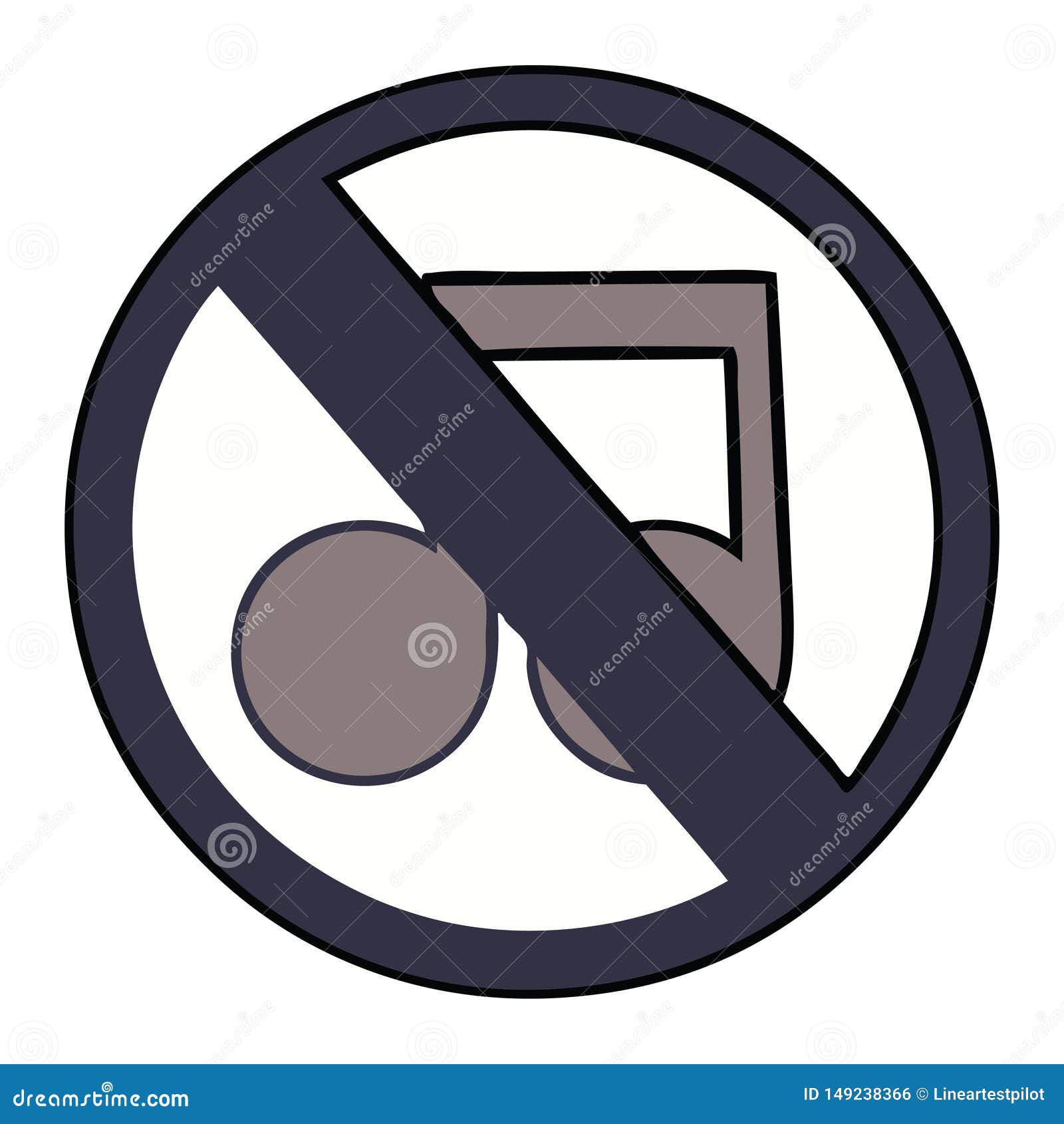 Cute Cartoon No Music Allowed Sign Stock Vector - Illustration of ...