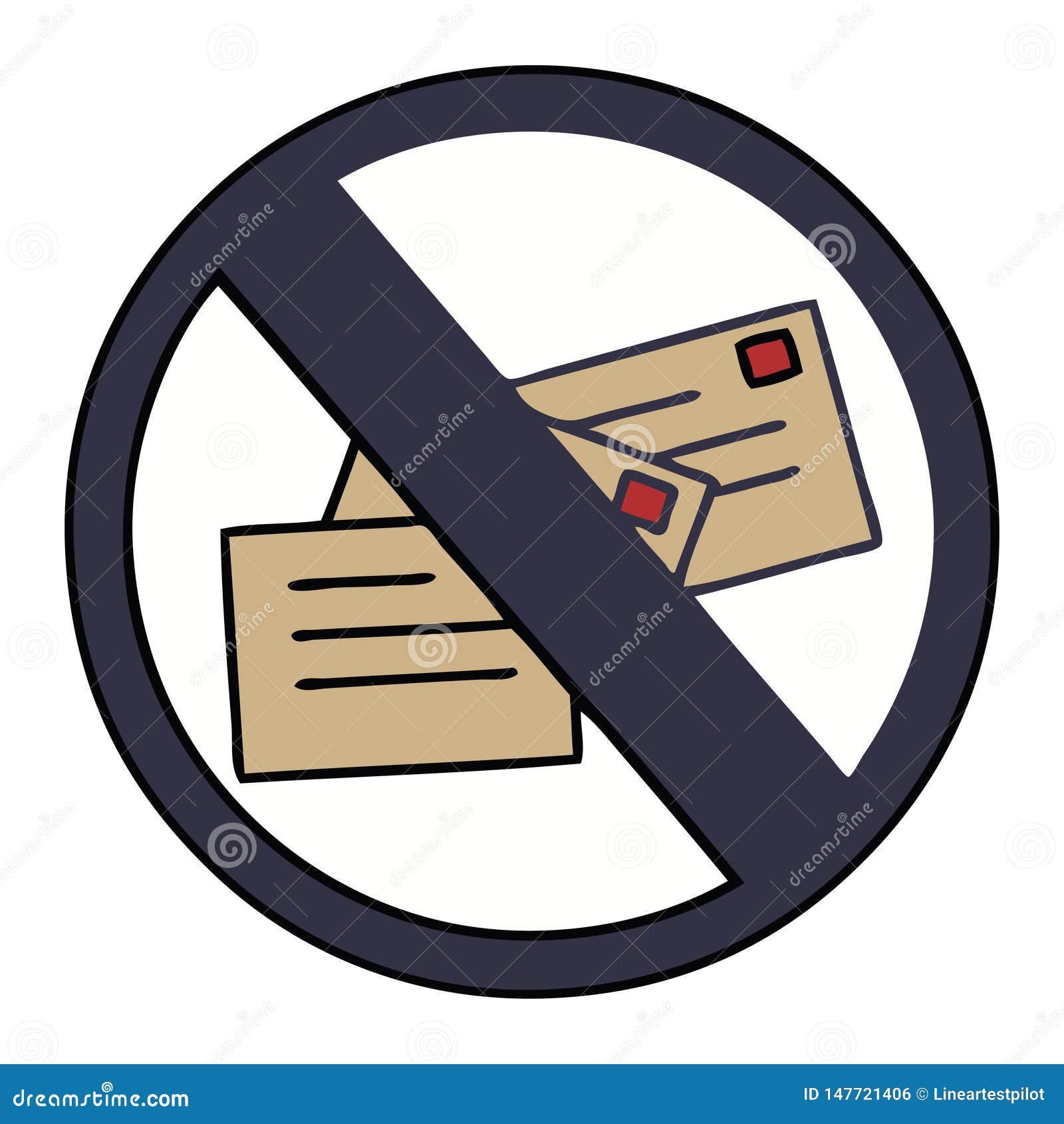 Cute cartoon no post sign stock vector. Illustration of drawing - 147721406