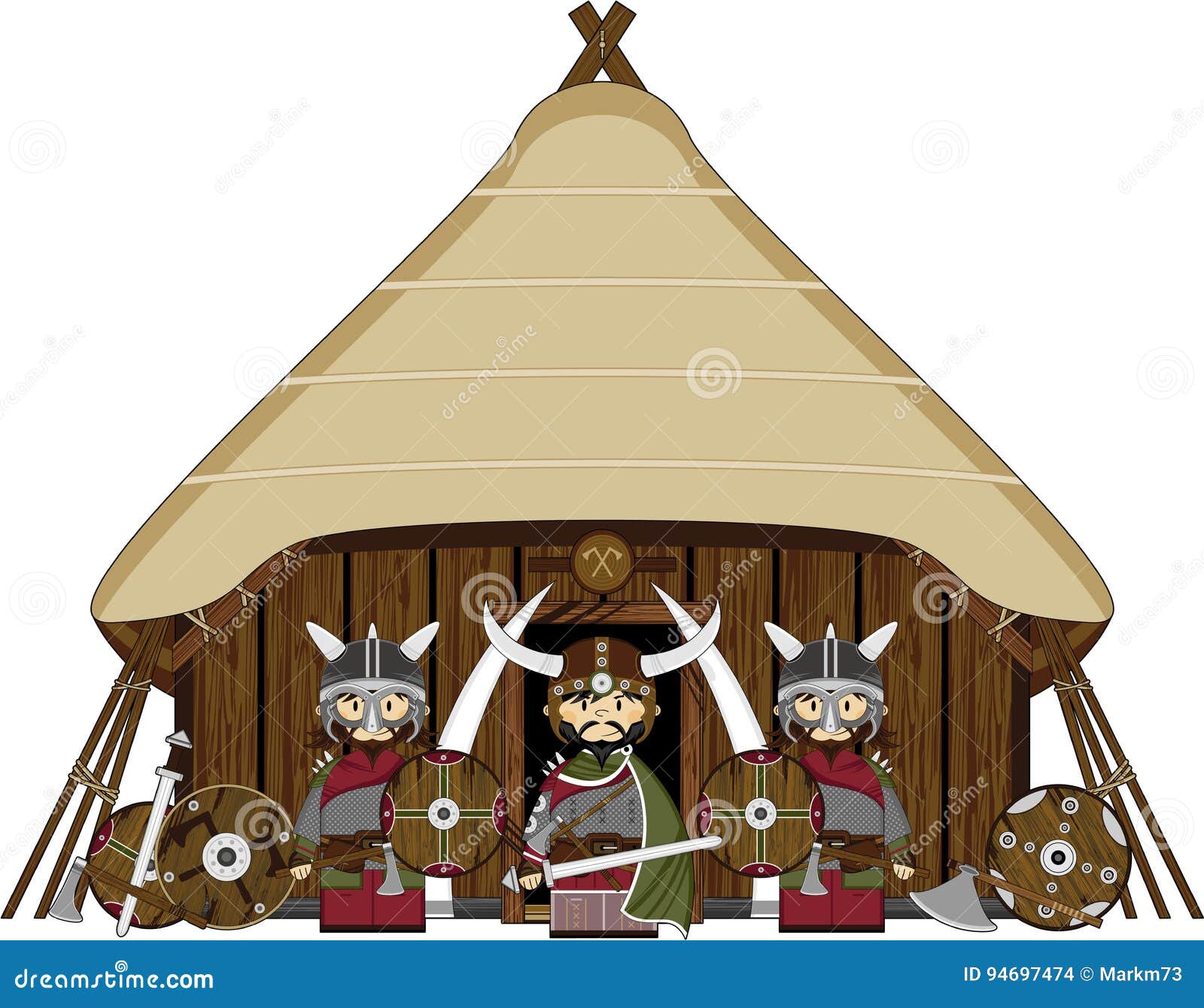 Cute Cartoon Norse Viking stock vector. Illustration of horns - 94697474