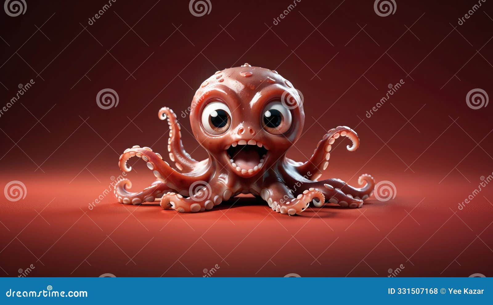 Cute Cartoon Octopus with Big Eyes. Stock Illustration - Illustration ...