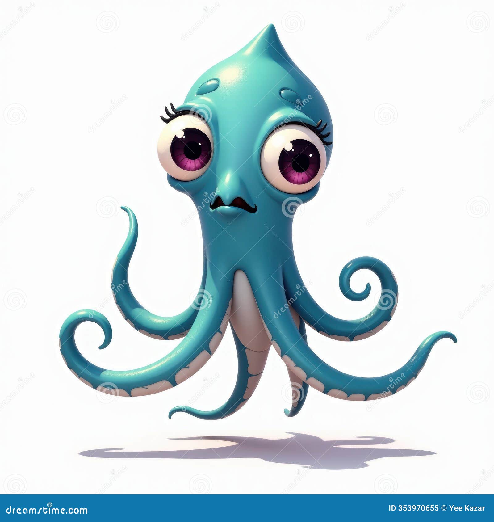 Cute Cartoon Octopus Character, Isolated Background, Isolated ...