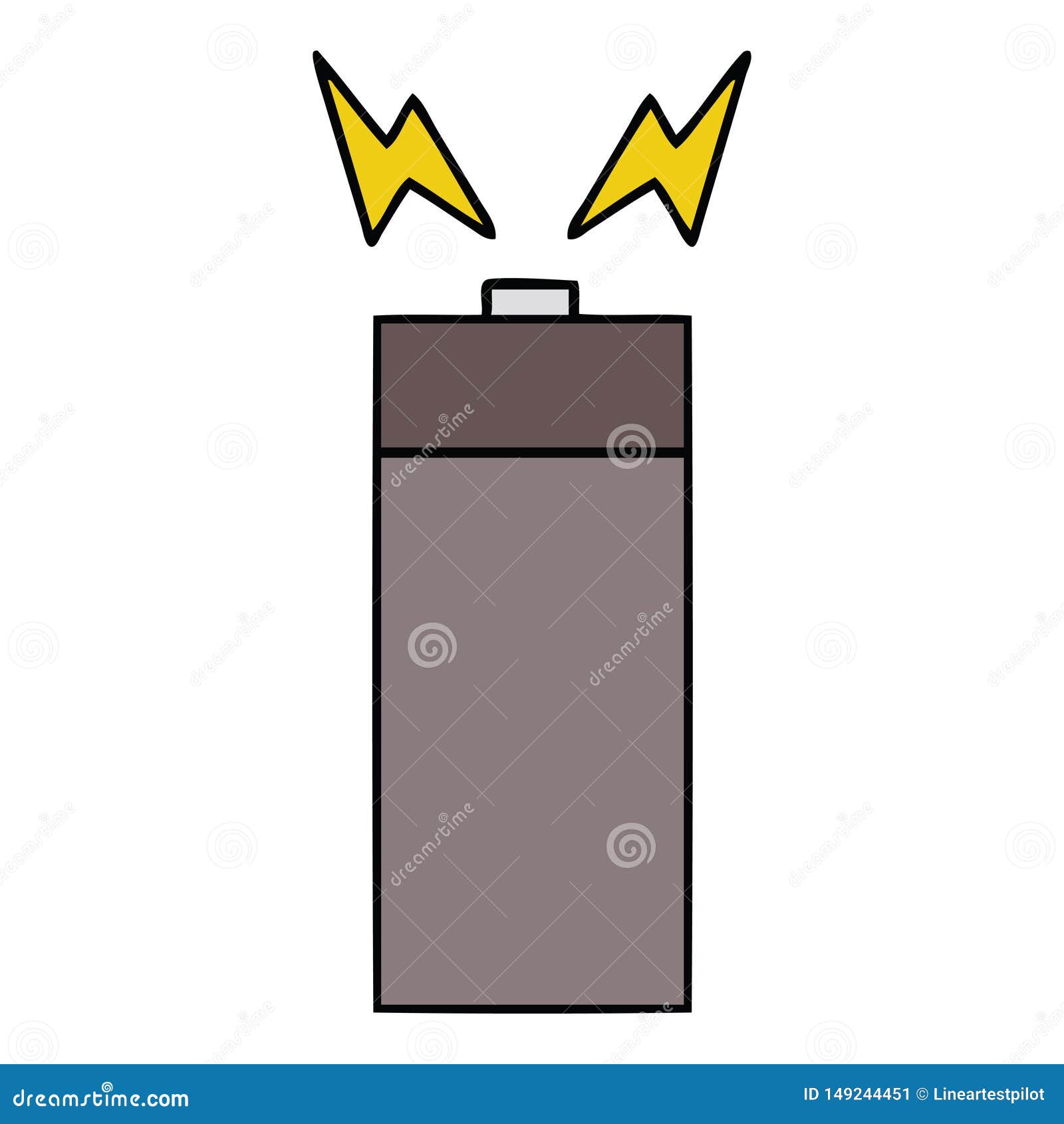 Cute cartoon old battery stock vector. Illustration of quirky - 149244451