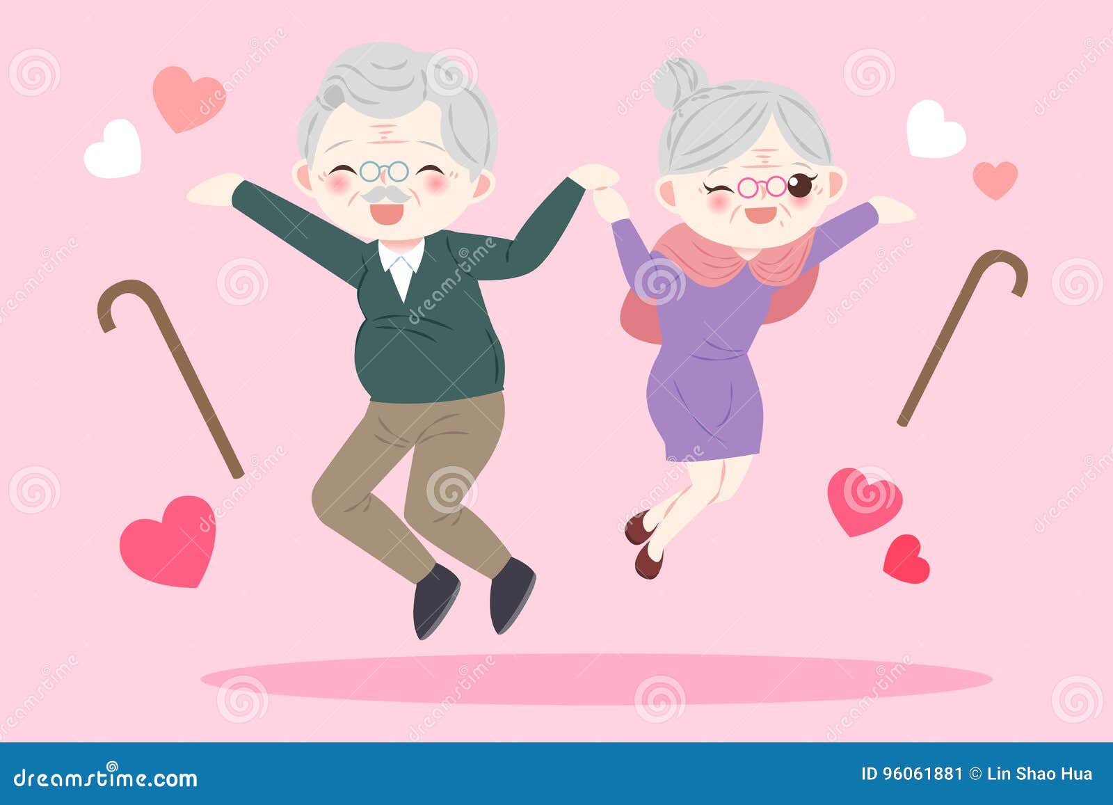 Cute cartoon old couple stock vector. Illustration of design - 96061881
