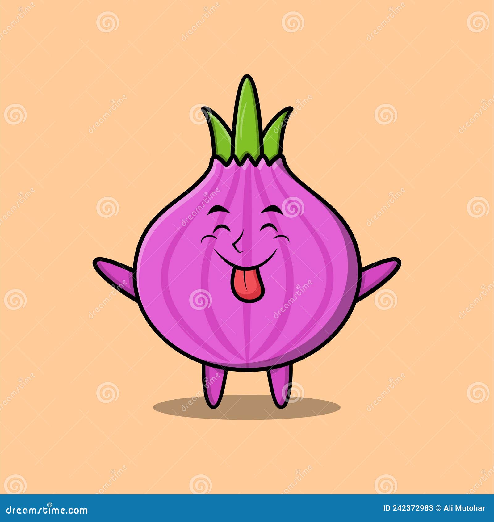 Cute Cartoon Onion with Flashy Expression Stock Vector - Illustration ...