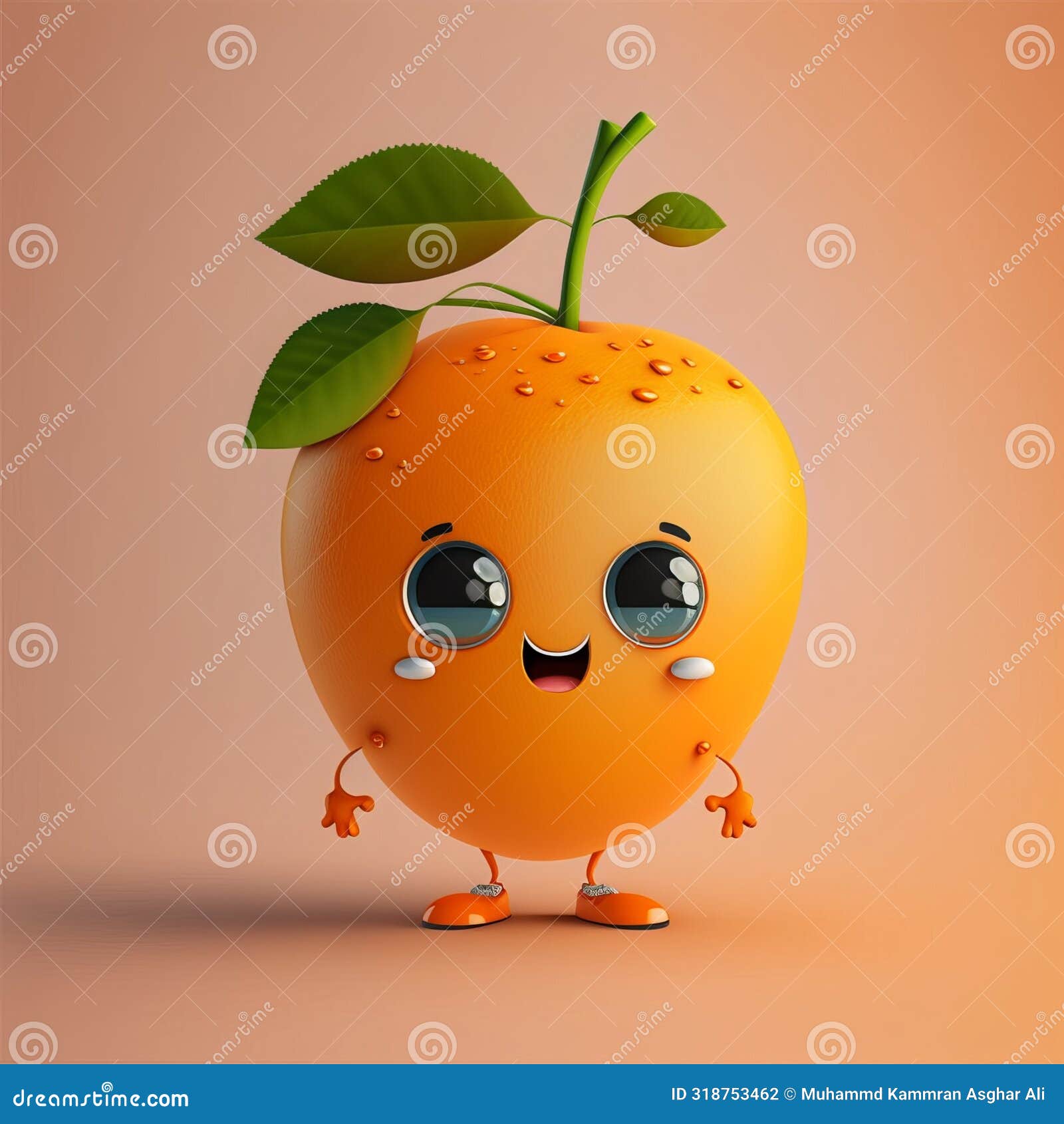 Cute Cartoon Orange Character, Generative AI Stock Illustration ...